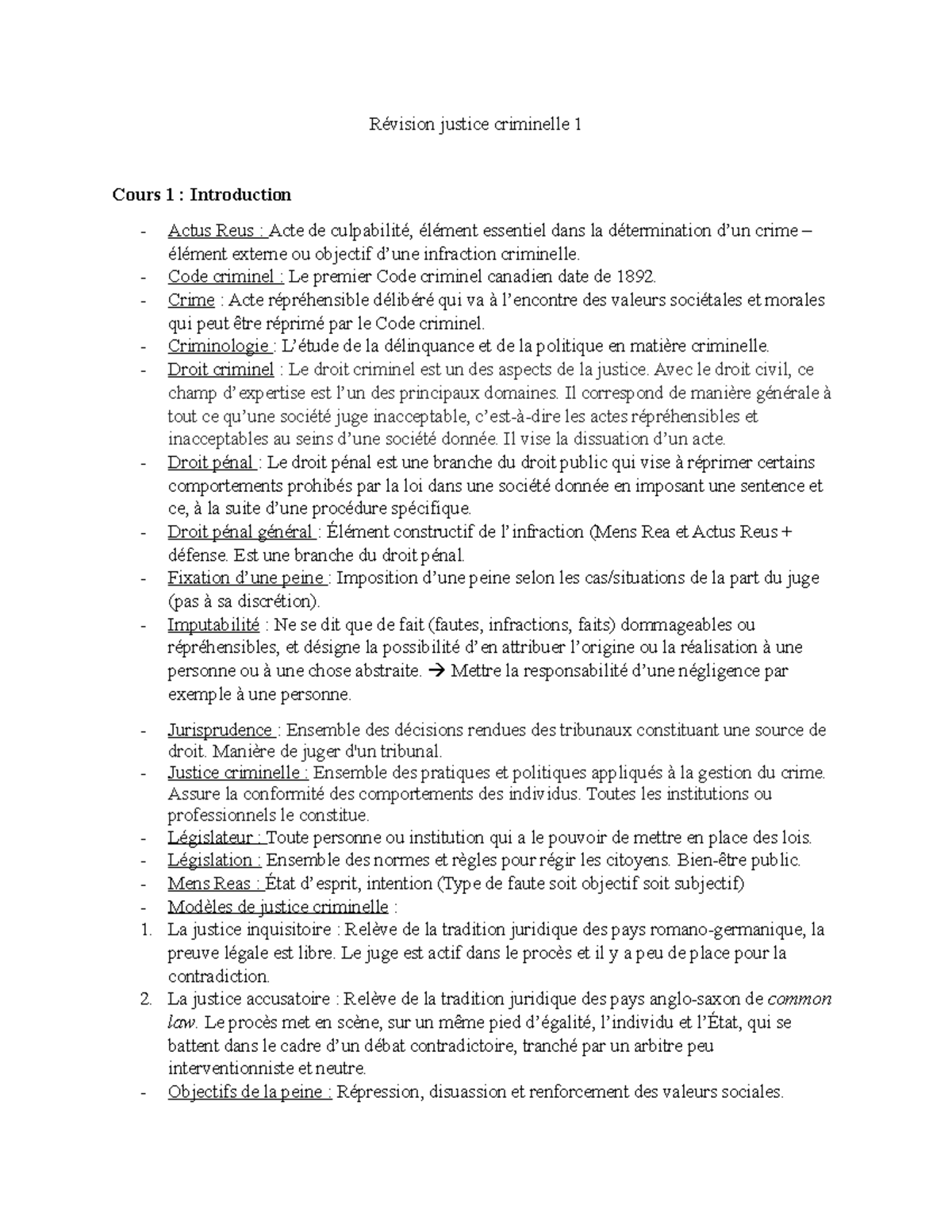 Révision justice criminelle 1 - Code criminel : Le premier Code ...