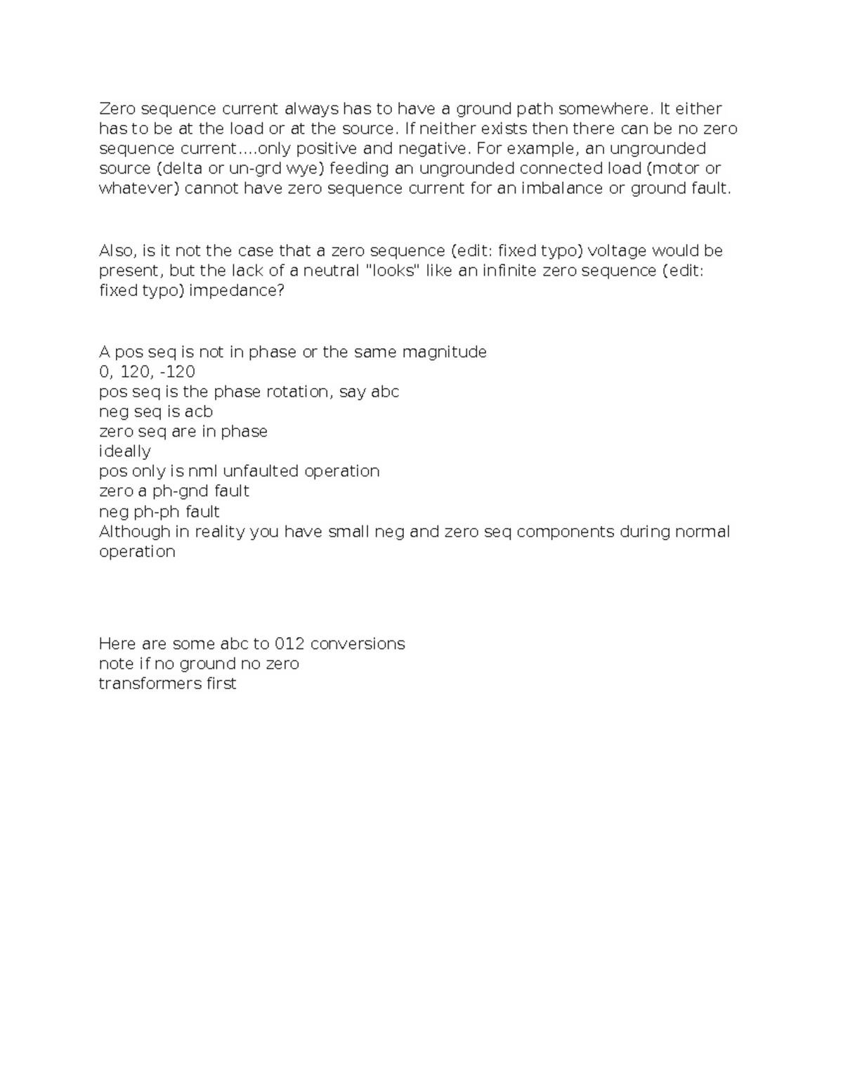 Zero Seq Myth Declassified - Zero sequence current always has to have a ...