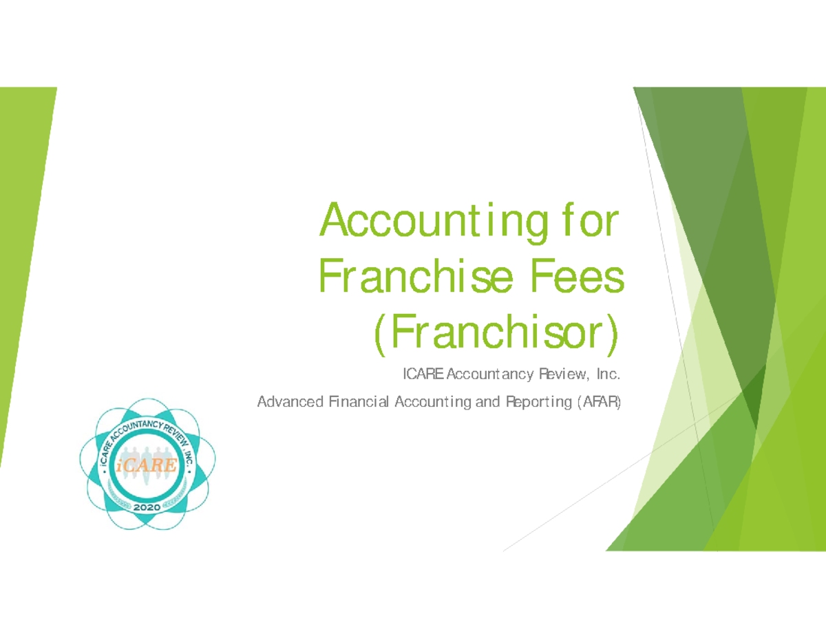 Accounting for Franchise Fees (Franchisor) - Account ing f or Franchise ...