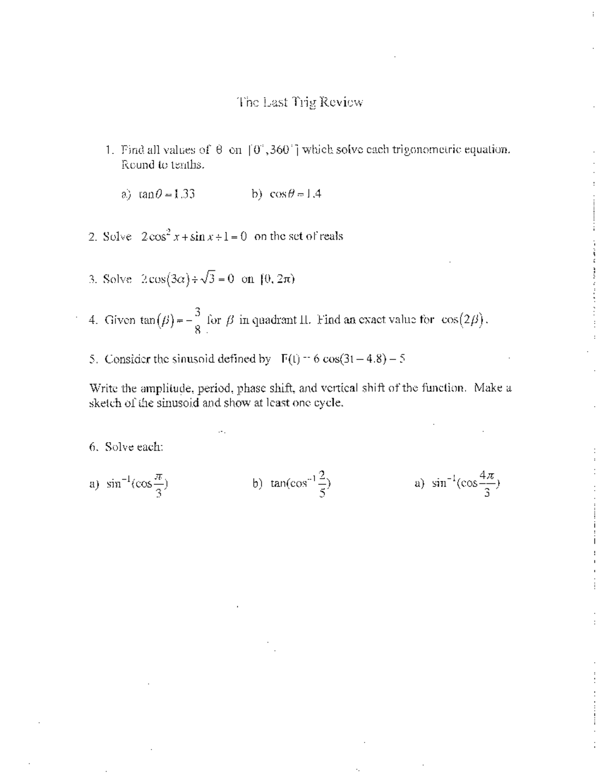 The Last Trig Review and solutions - MAT 129 - Studocu