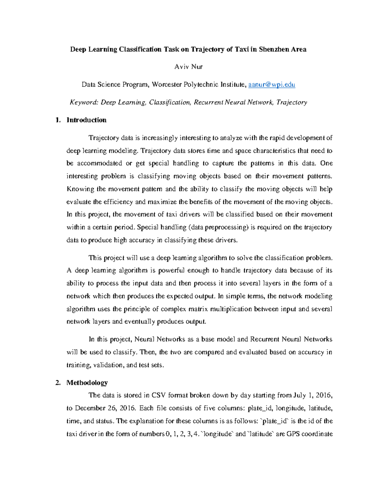 WPI - DS 504 - Individual Project 2 - Deep Learning Classification Task on Trajectory of Taxi in ...