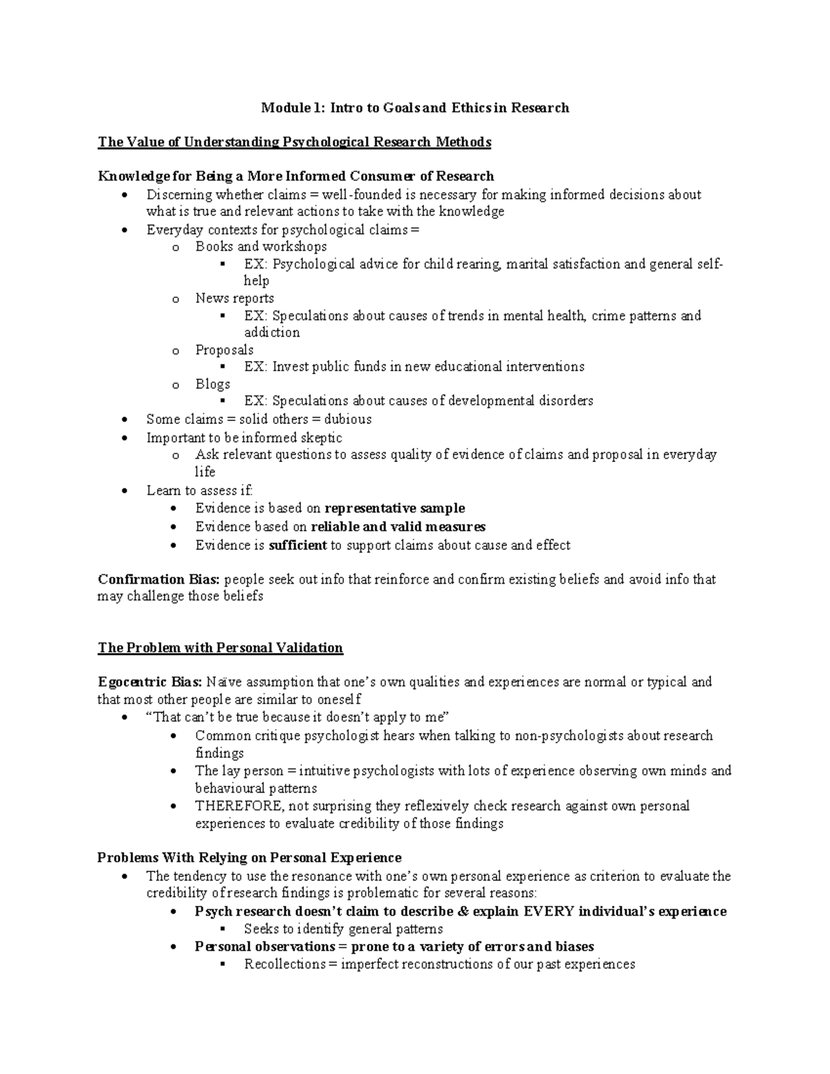 Psych 291 Module 1 - Lecture notes 1 - Module 1: Intro to Goals and ...