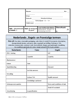 Btw formulier - Boekenhouden 1ste jaar vives - Naam en adres aangever ...