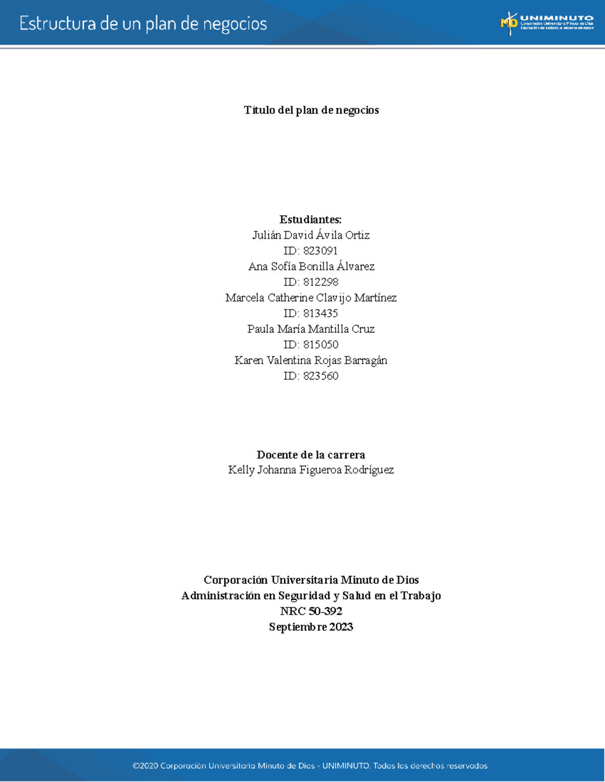 Entrega Final - Grupo 3 - DSGSDG - Título del plan de negocios ...