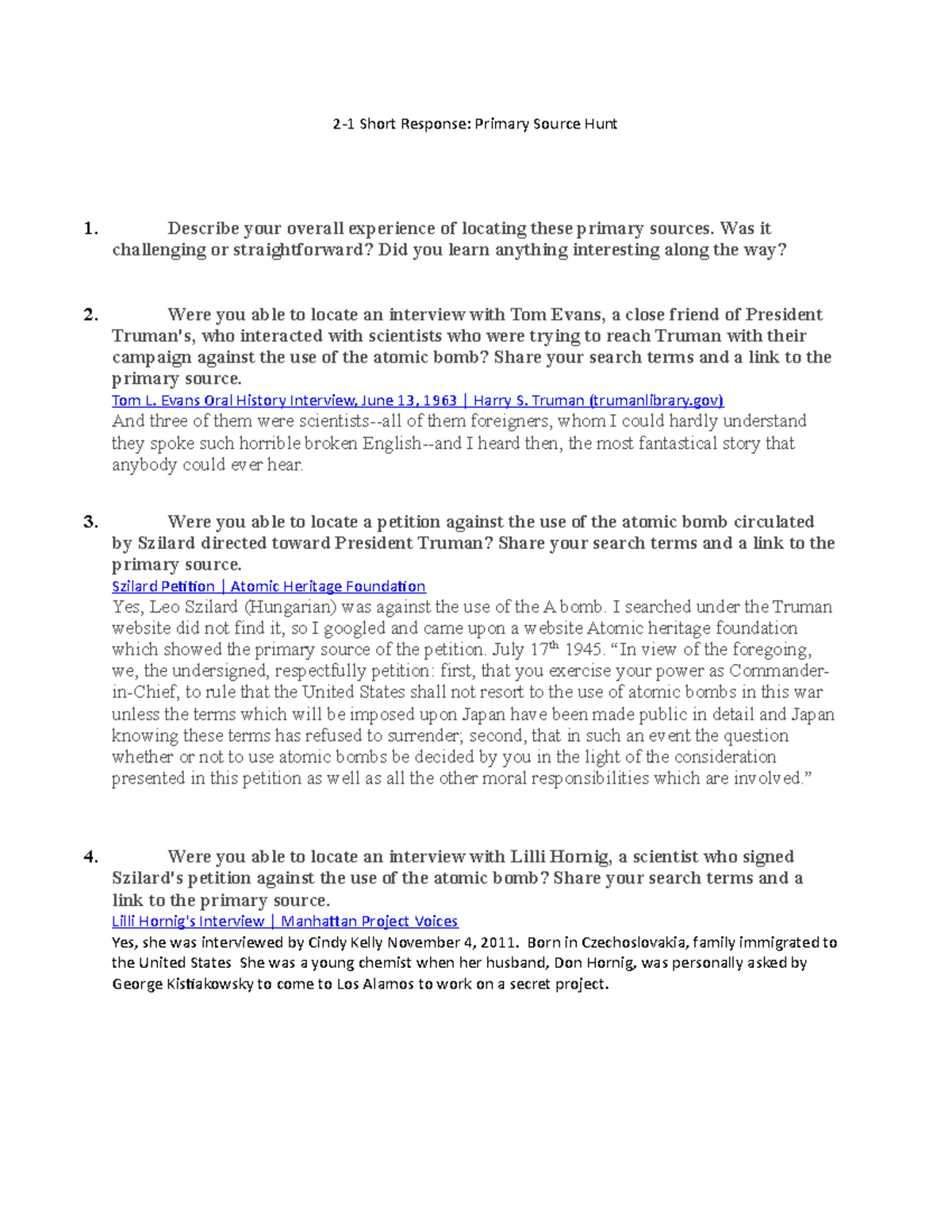 HIS 100 Module 2 primary sources - 2-1 Short Response: Primary Source ...