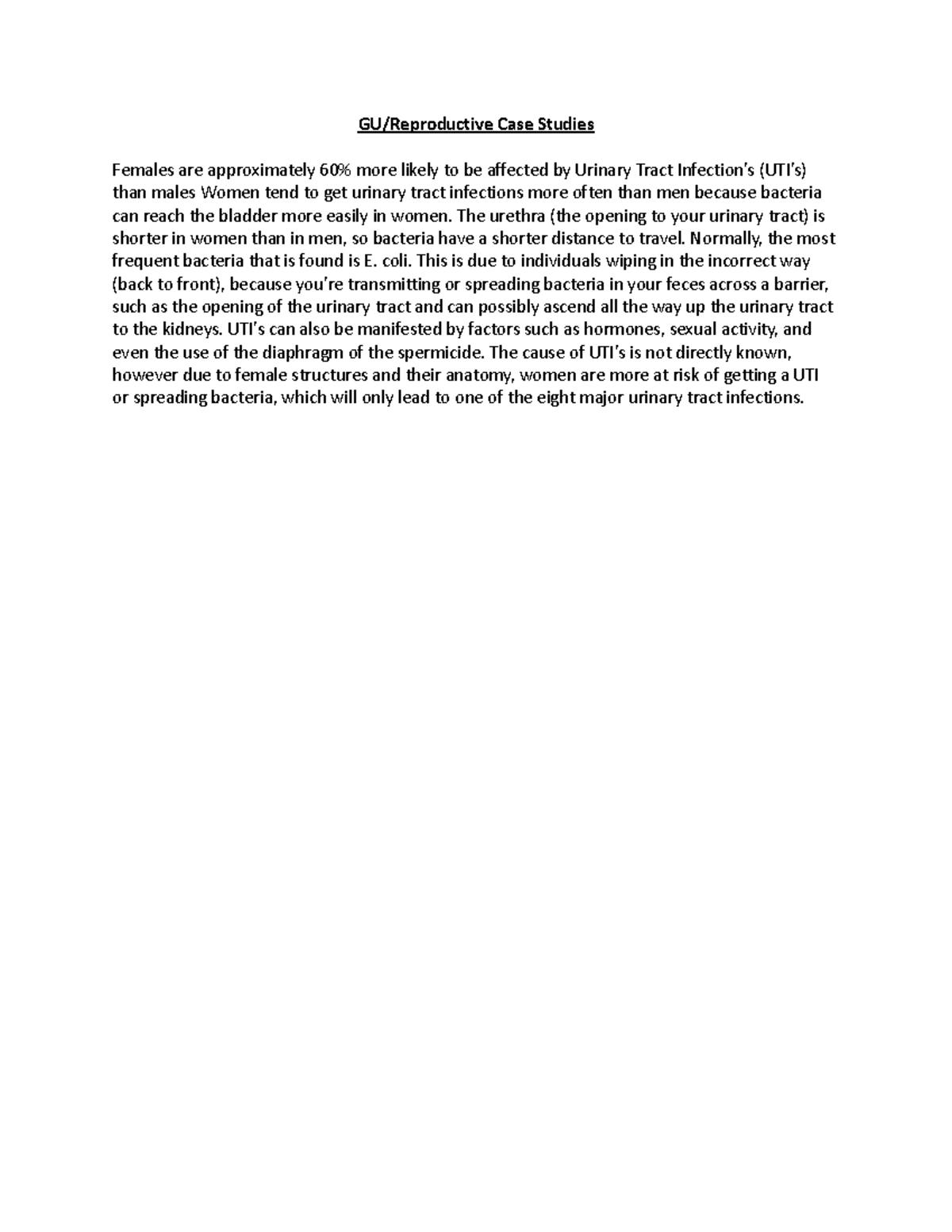 GU:Reproductive Case Studies - GU/Reproductive Case Studies Females are ...