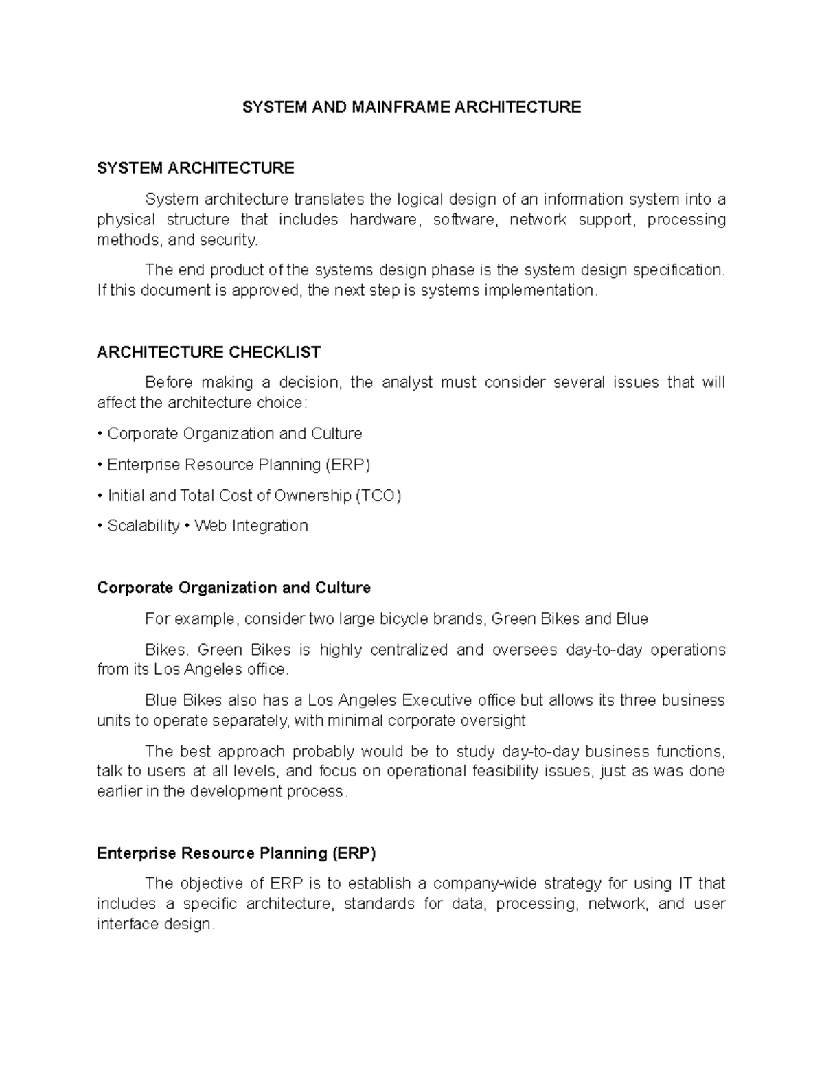 System and Mainframe Architecture - SYSTEM AND MAINFRAME ARCHITECTURE ...
