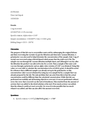 Column Chromatography Lab Report - Ali Hussain Column Chromatography ...