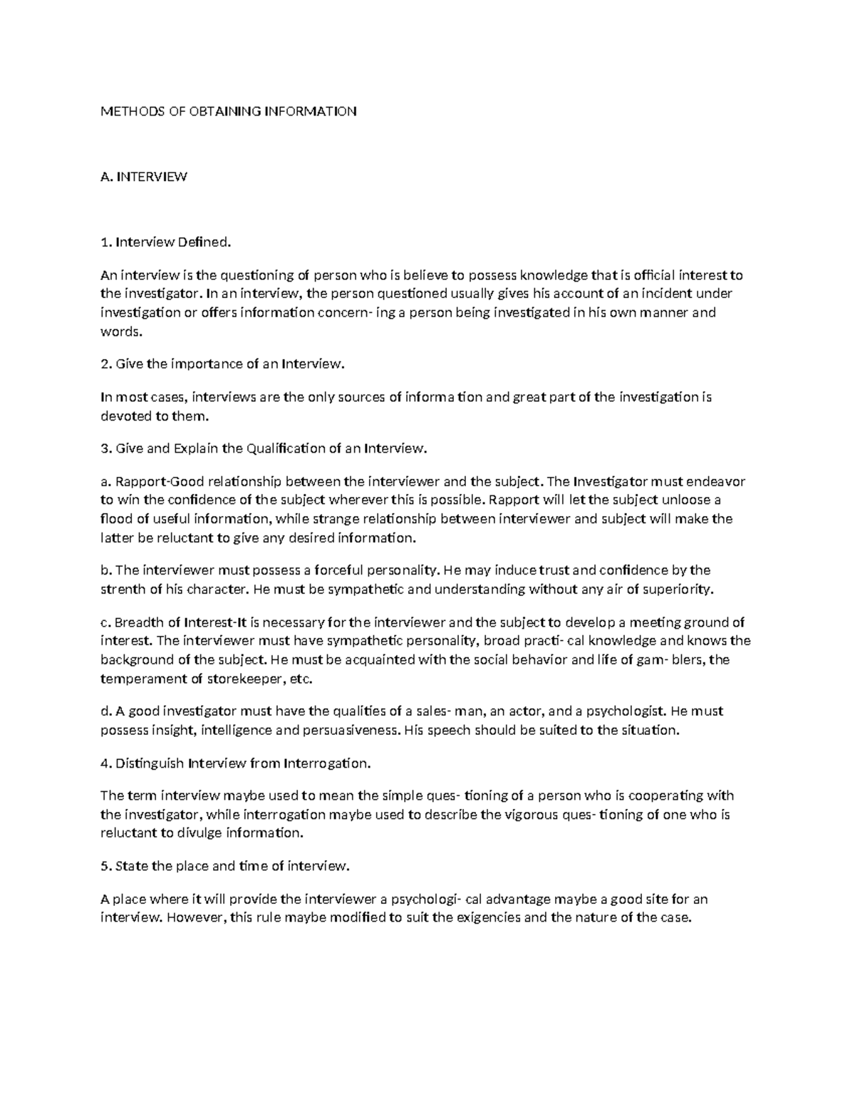 CDI-103-Finals - CDI-103 FINALS - METHODS OF OBTAINING INFORMATION A ...