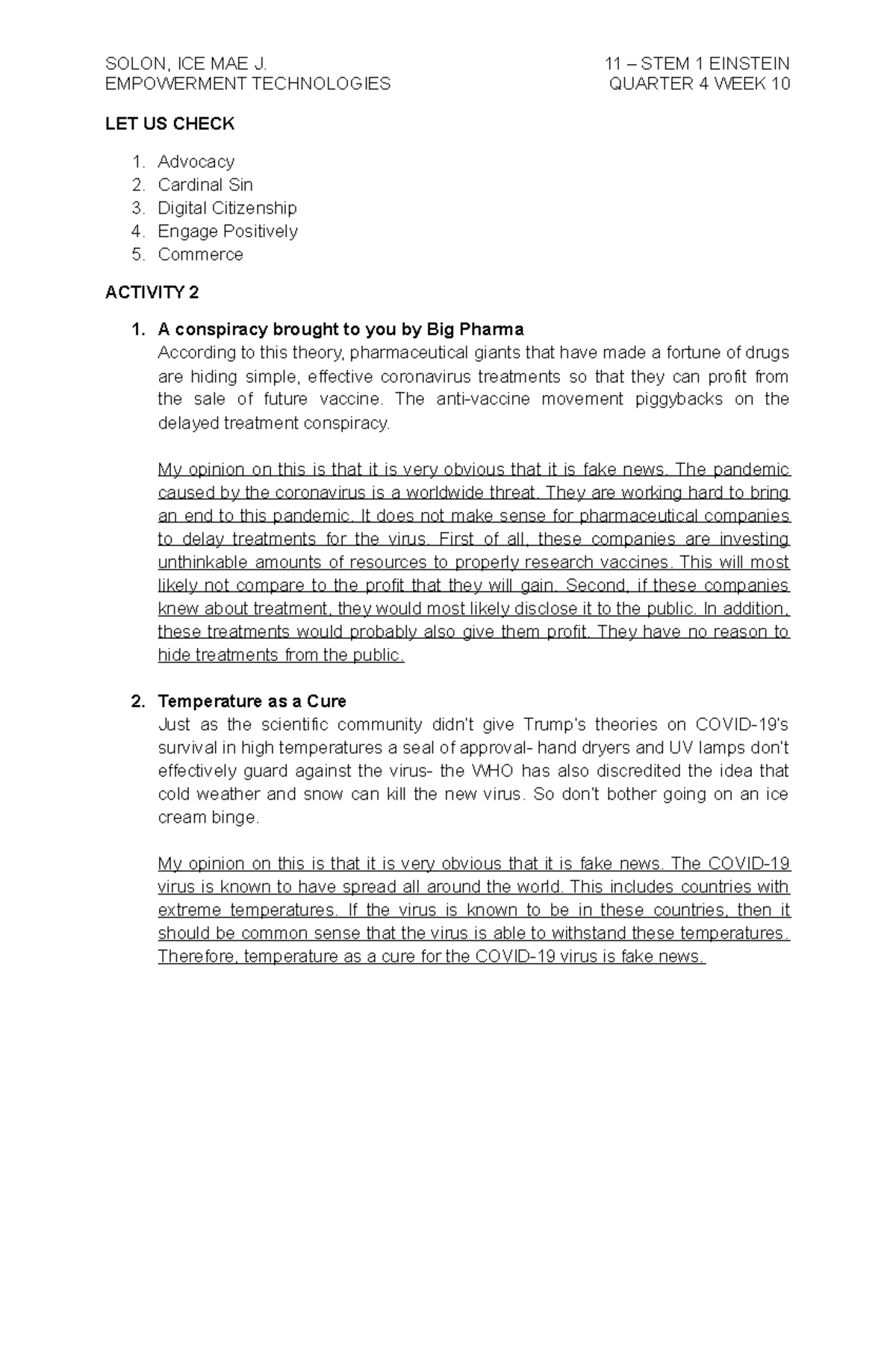 Etech-Q4W10 - ... - SOLON, ICE MAE J. 11 – STEM 1 EINSTEIN EMPOWERMENT TECHNOLOGIES QUARTER 4 ...