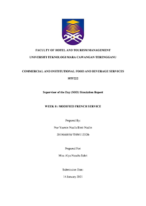 CASE Study HTF211 - pengurusan perkhidmatan makanan - Studocu