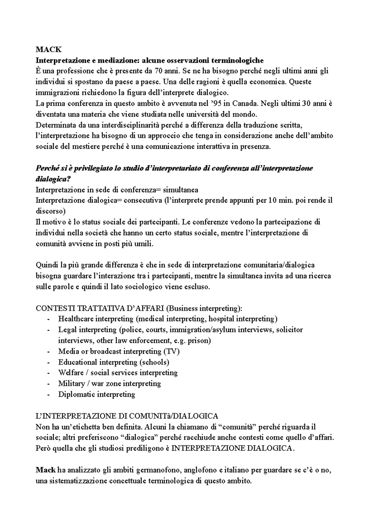 appunti presi a lezione + slide: MACK - Lingua inglese - Uniecampus ...