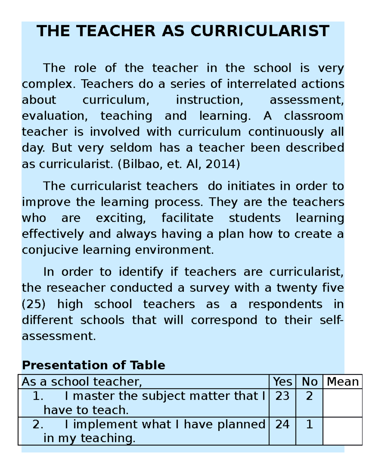 THE Teacher AS Curricularist - THE TEACHER AS CURRICULARIST The role of ...