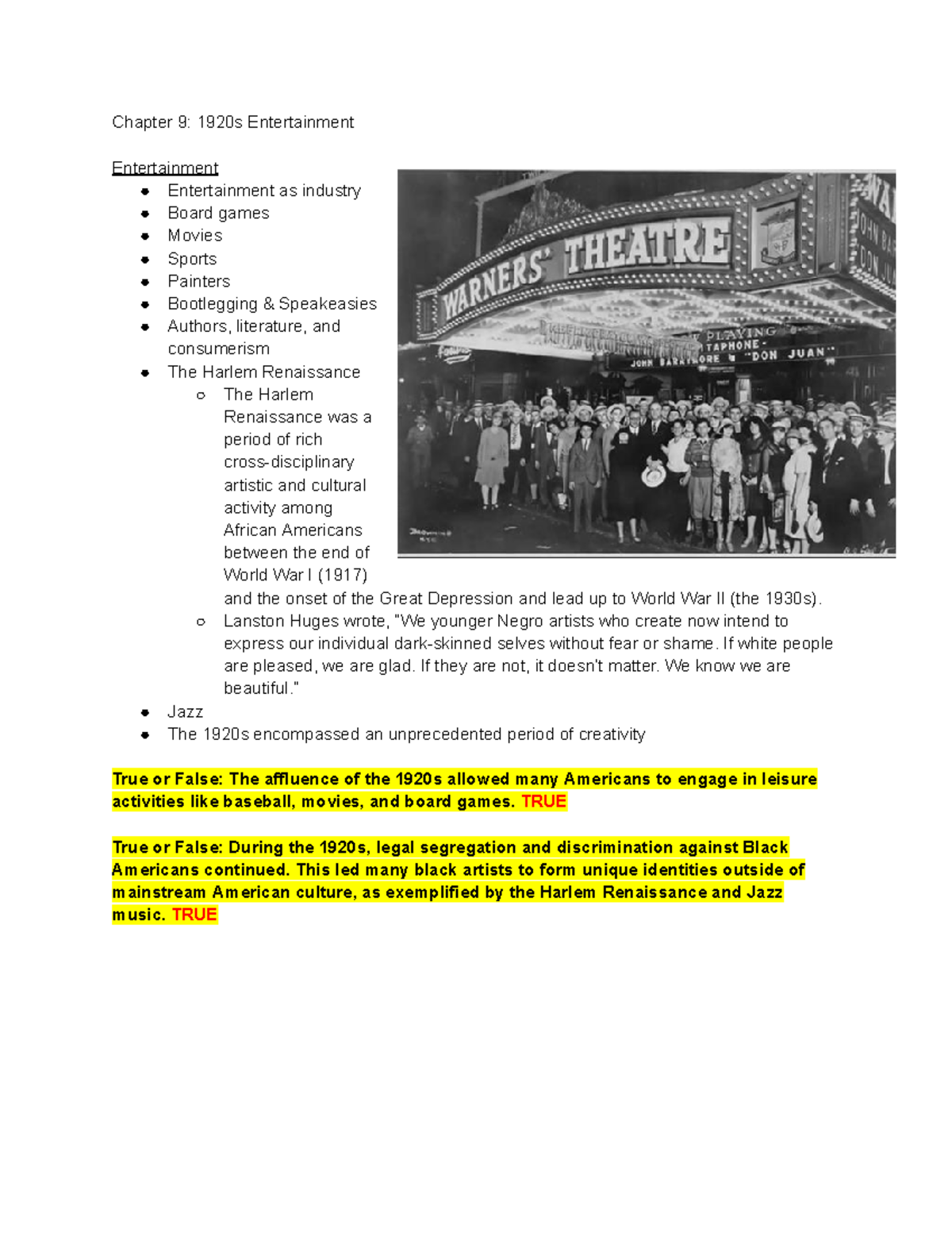 Chapter 9: 1920s Entertainment - Chapter 9: 1920s Entertainment ...