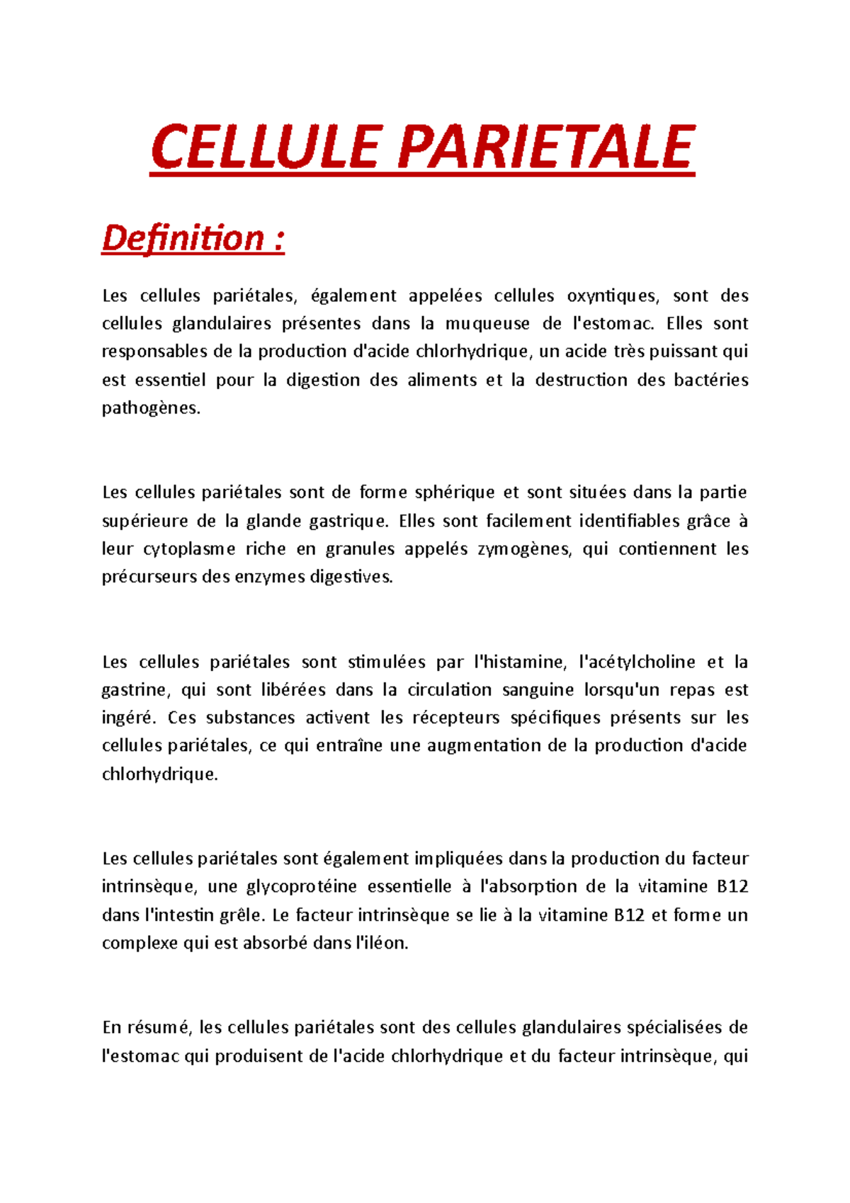 Cellule Pariétale - CELLULE PARIETALE Definition : Les cellules ...