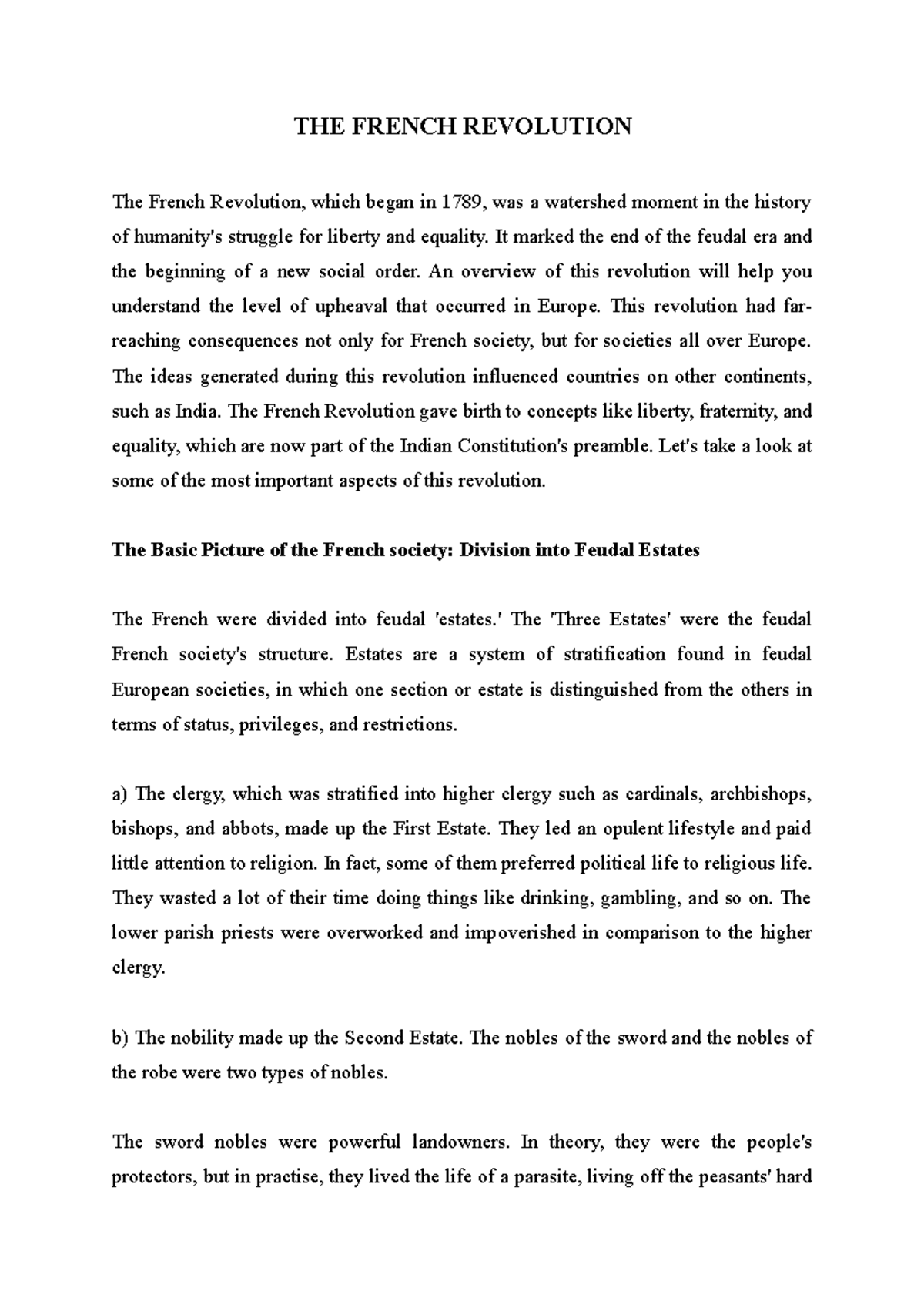 THE French Revolution - Lecture notes 3 - THE FRENCH REVOLUTION The ...