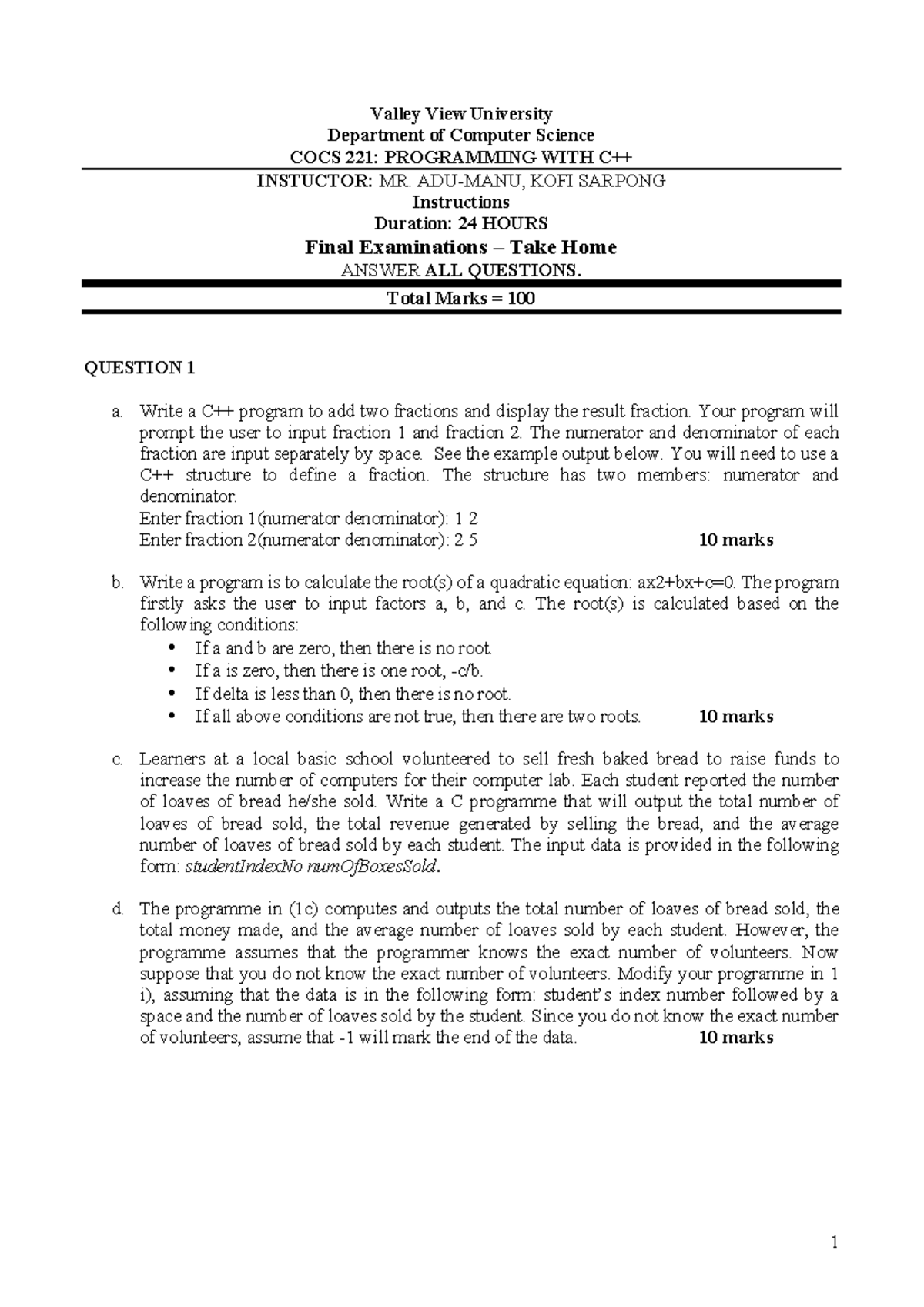 C++fxams-2nd-2019 2020 17c4cff0363cbdcab 96e5f130989059 a - 1 Valley ...