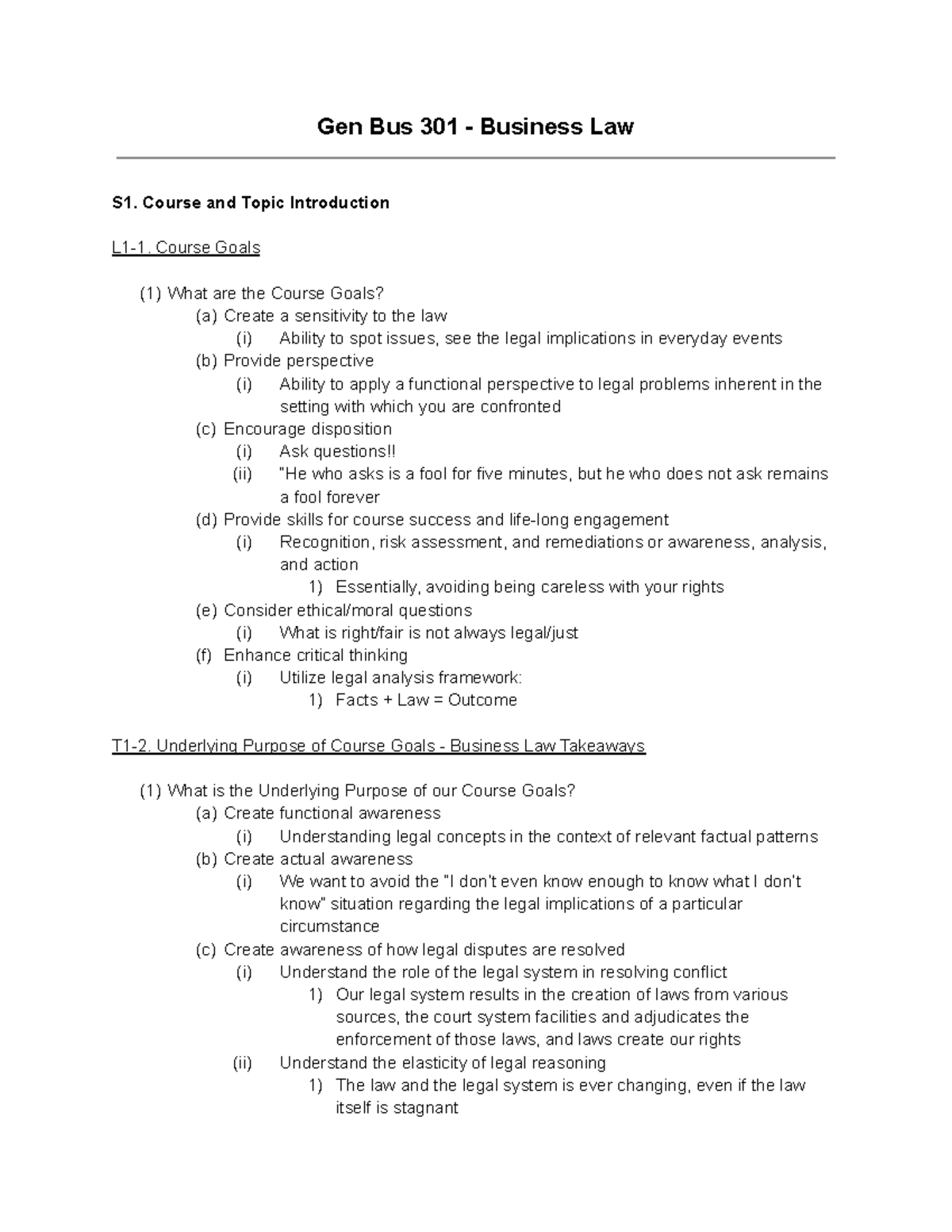 Gen Bus 301 - David Pelletier gen bus 301 summer term 2021 outline ...