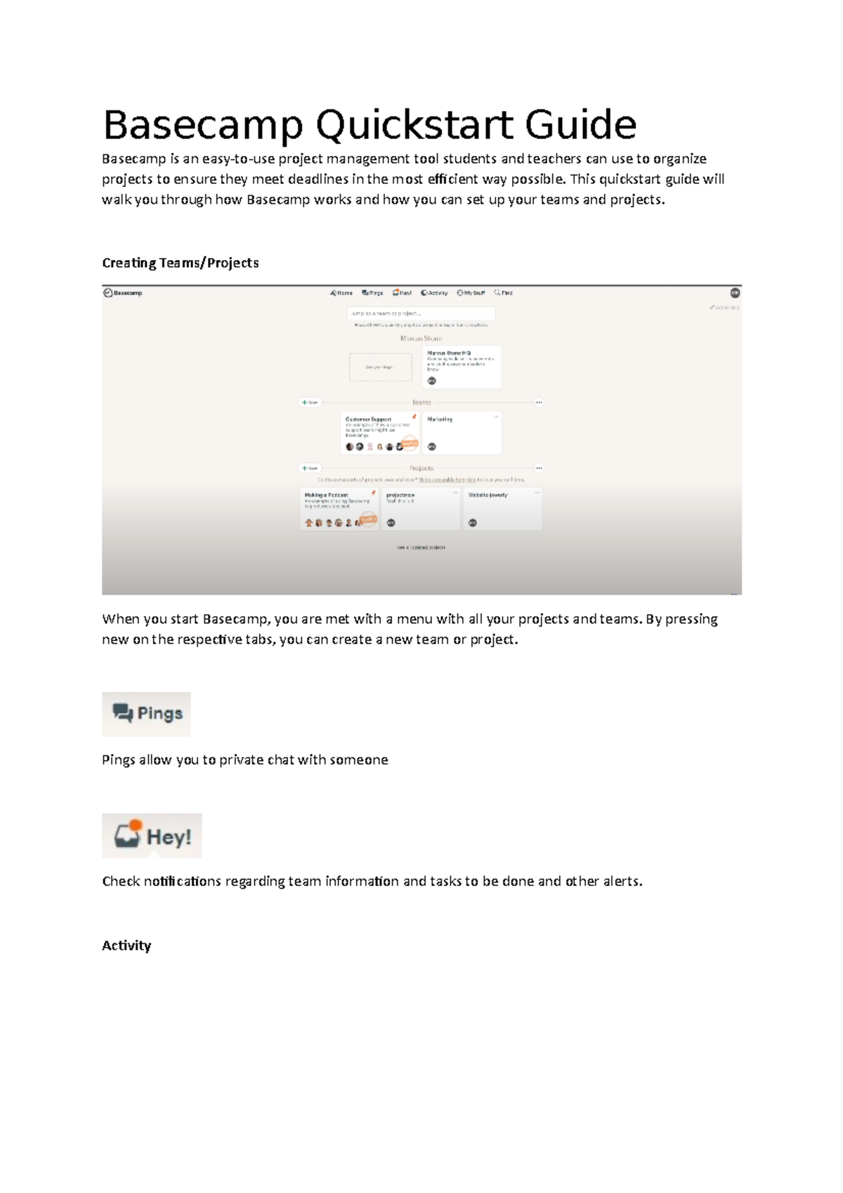Basecamp Quickstart Guide - Basecamp Quickstart Guide Basecamp is an easy-to-use project ...