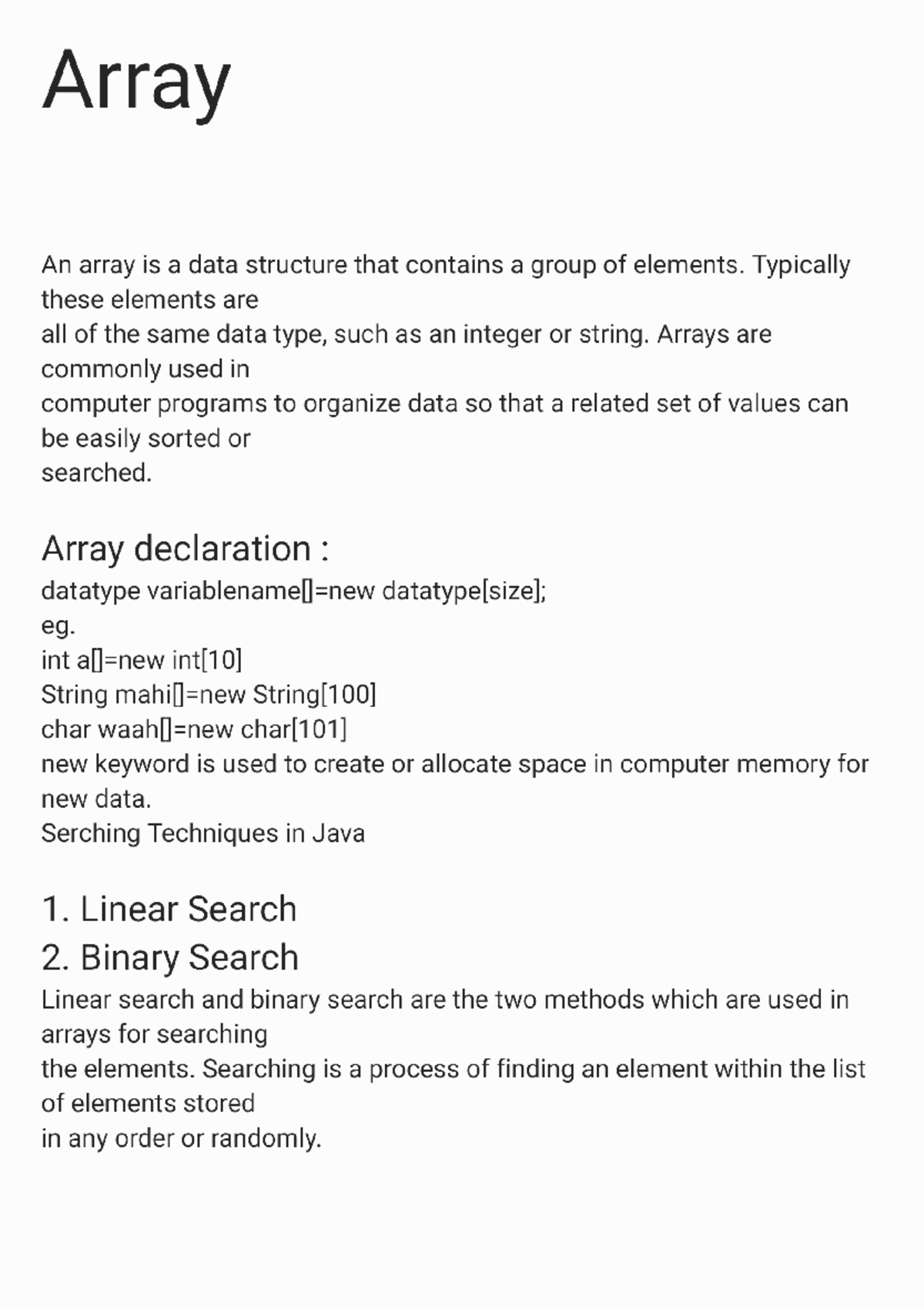 Arrays 22 - Anything - Array An array is a data structure that contains a group of elements ...