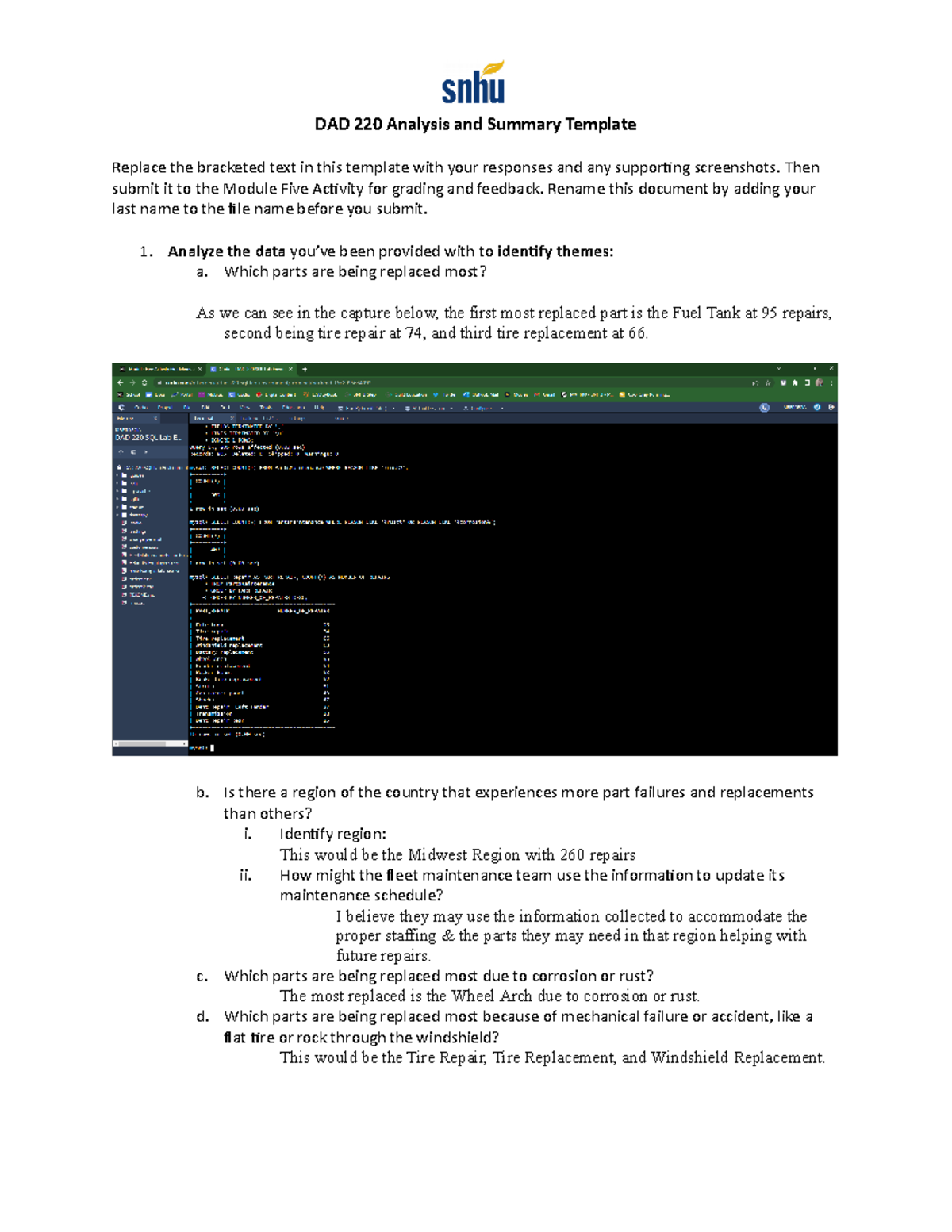 DAD 220 5-2 Assignment - DAD 220 Analysis and Summary Template Replace ...
