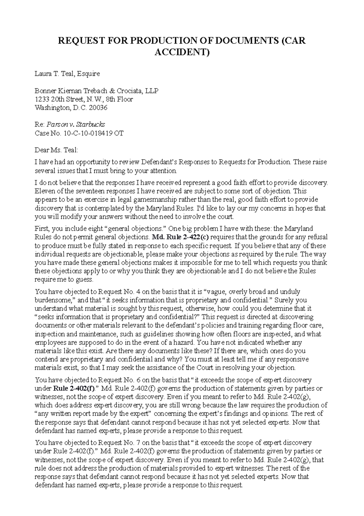 Request FOR Production OF Documents - REQUEST FOR PRODUCTION OF ...