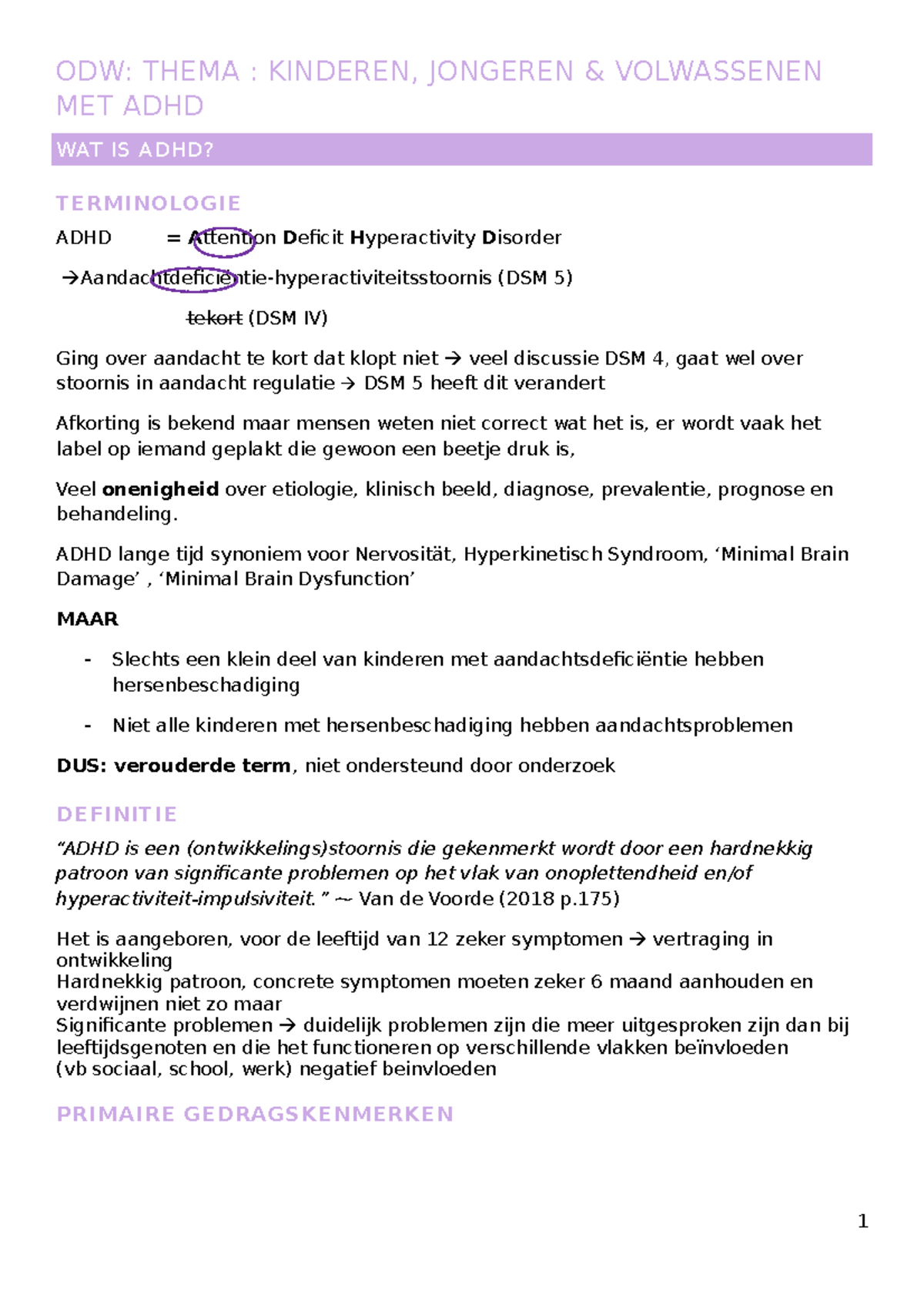 ODW 2 thema 6 adhd - ODW: THEMA : KINDEREN, JONGEREN & VOLWASSENEN MET ...