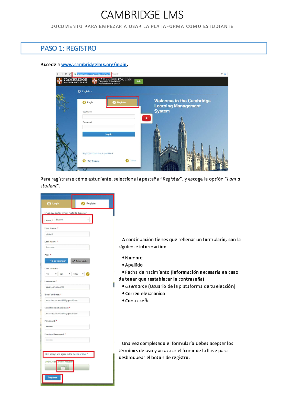 Manual Empower alumno - CAMBRIDGE LMS DOCUMENTO PARA EMPEZAR A USAR LA PLATAFORMA COMO ...