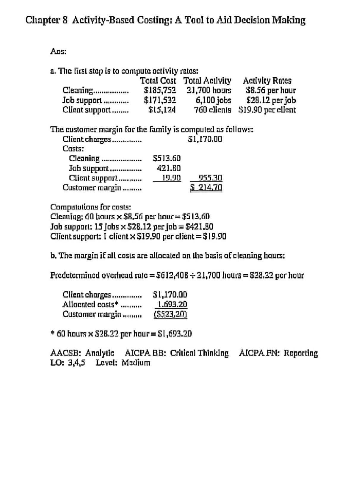 ACC865 16 - Bsjsjd - Chapter 8 Costing: A Tool to Aid Decision Making ...