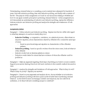 Inductive vs. Dedictive Profiling Writing Assignment 1 - Profiling ...