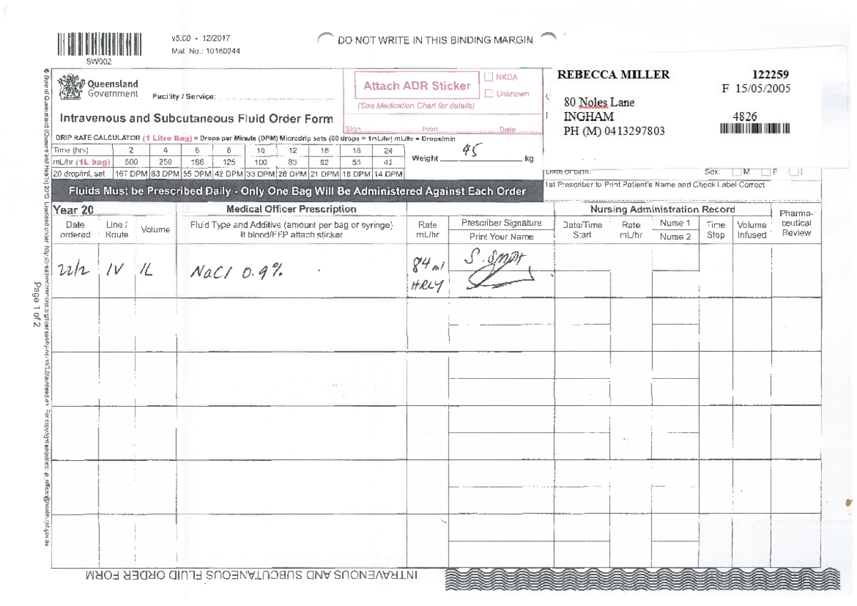 Miller IV fluid order - communication - HS1111:03 - Studocu