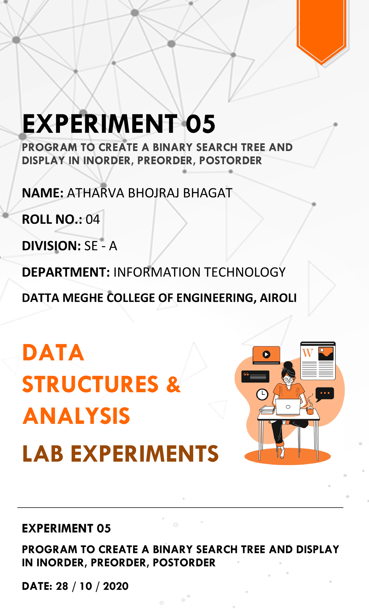Data Structures and Analysis Experiment - EXPERIMENT 05 PROGRAM TO ...