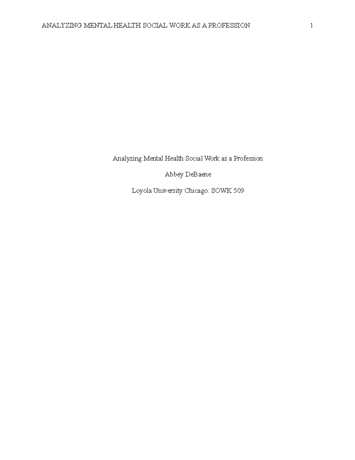 509assignment 1 - assignment example - ANALYZING MENTAL HEALTH SOCIAL ...