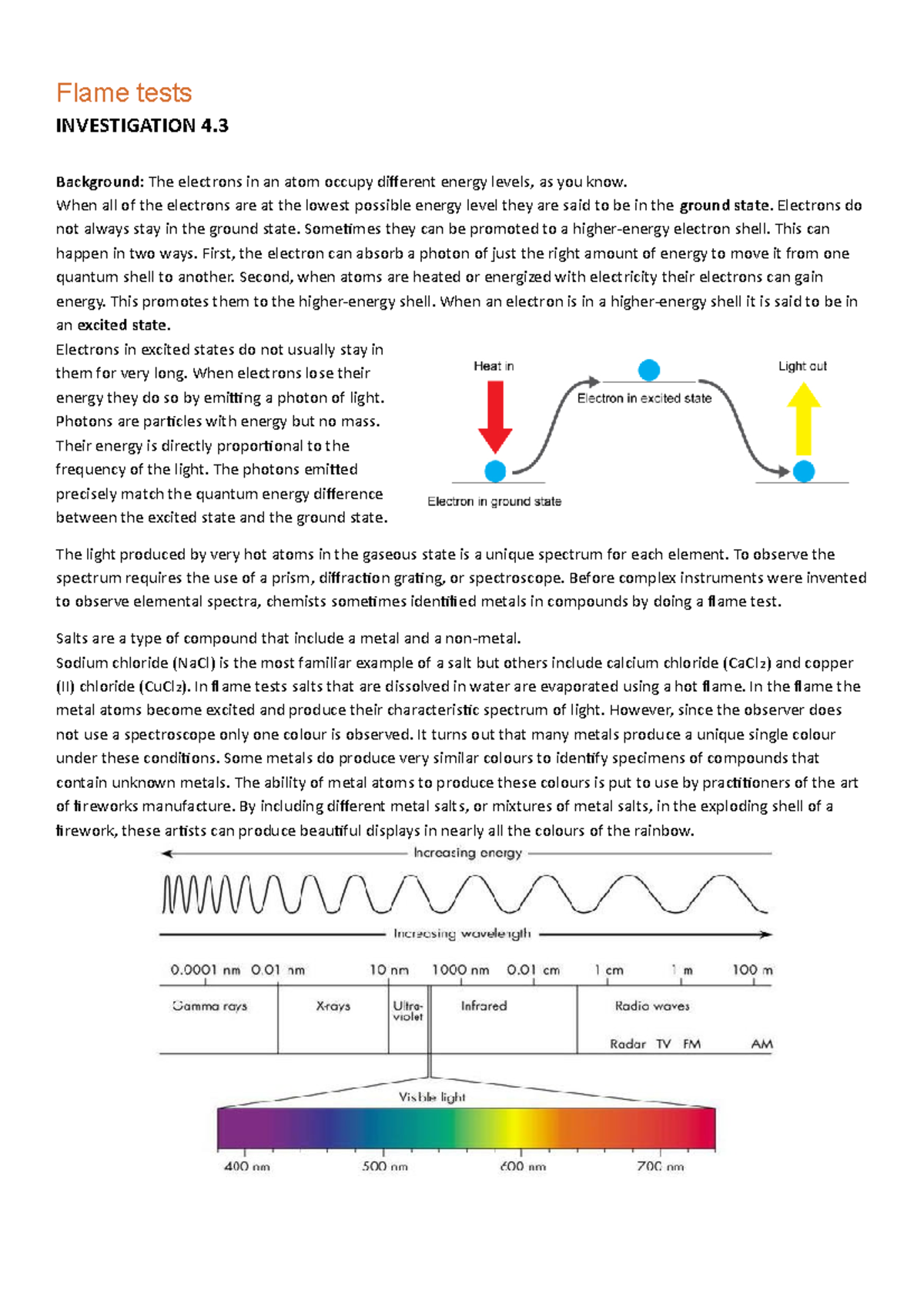 10 Science Flame Test Practical - Flame tests INVESTIGATION 4 ...