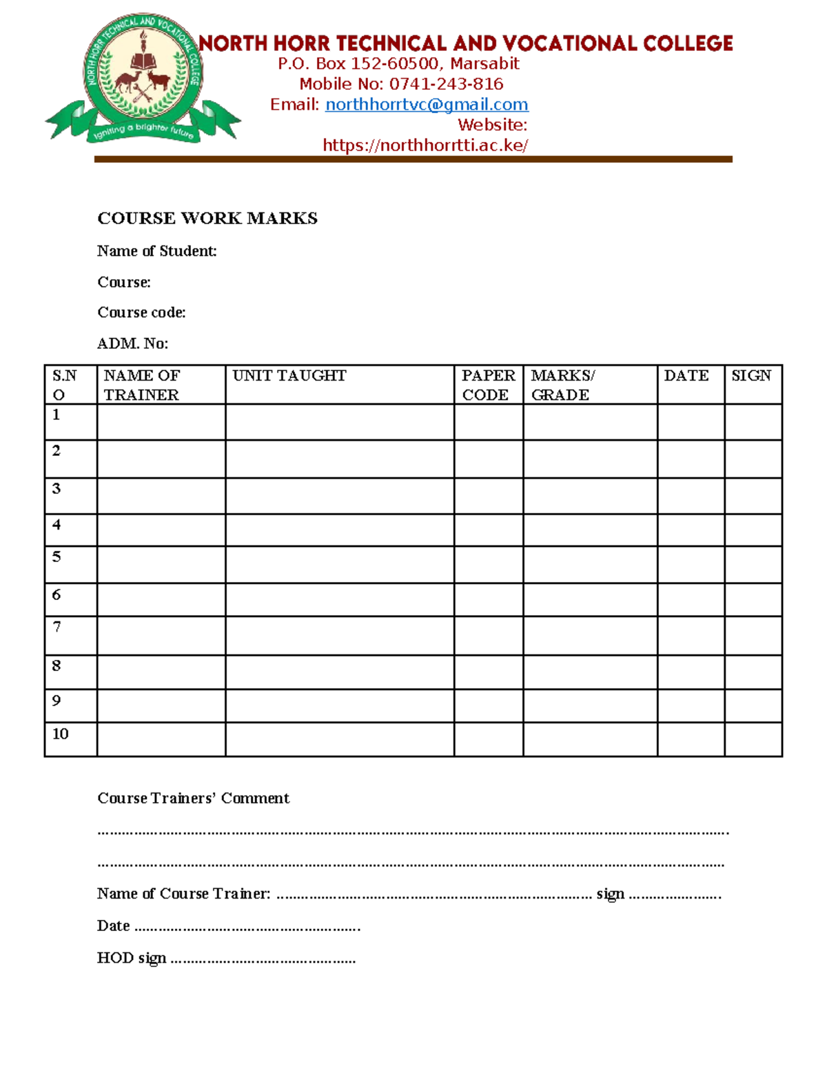 KNEC Authorization FORM - P. Box 152-60500, Marsabit Mobile No: 0741 ...