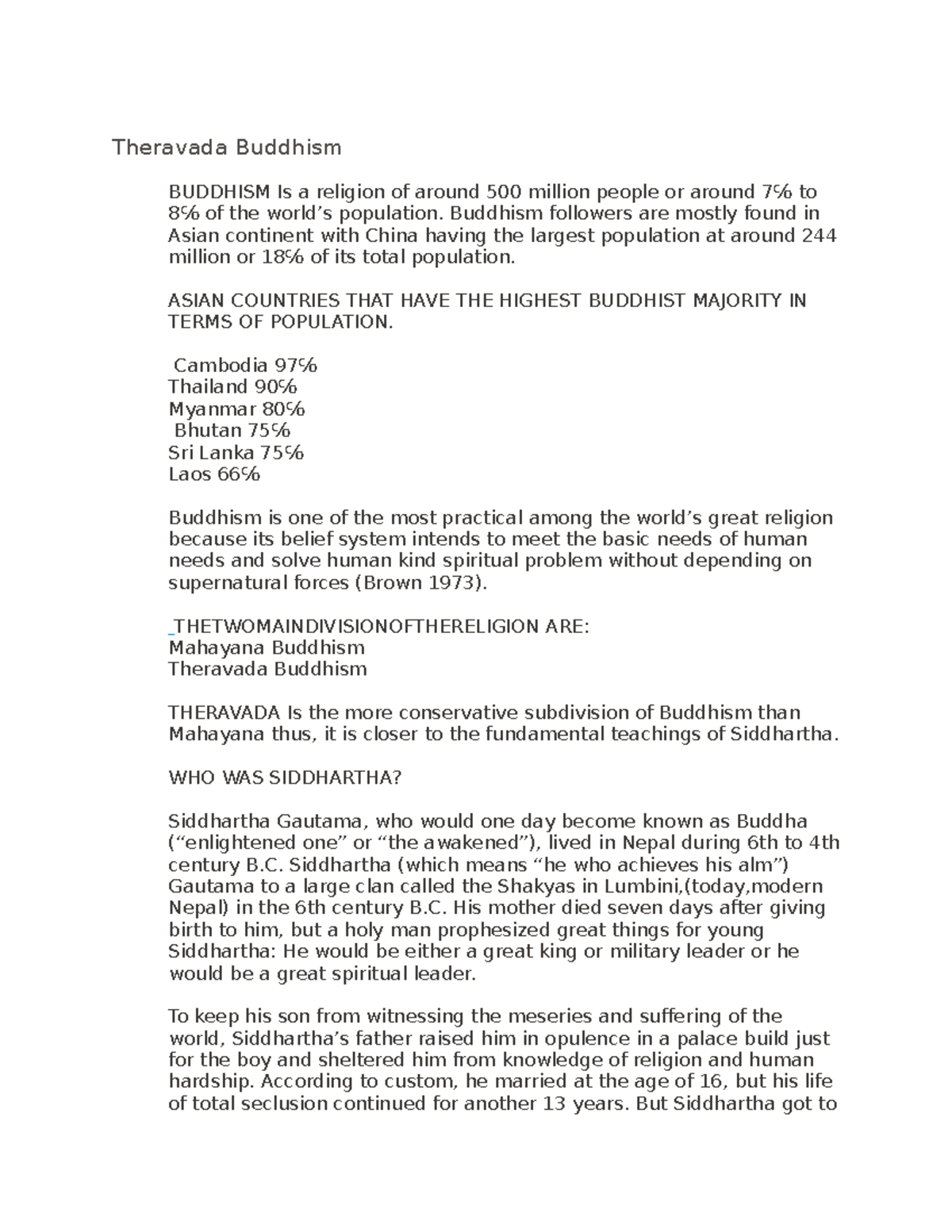 Lecture - world religions and belief systems - Theravada Buddhism ...