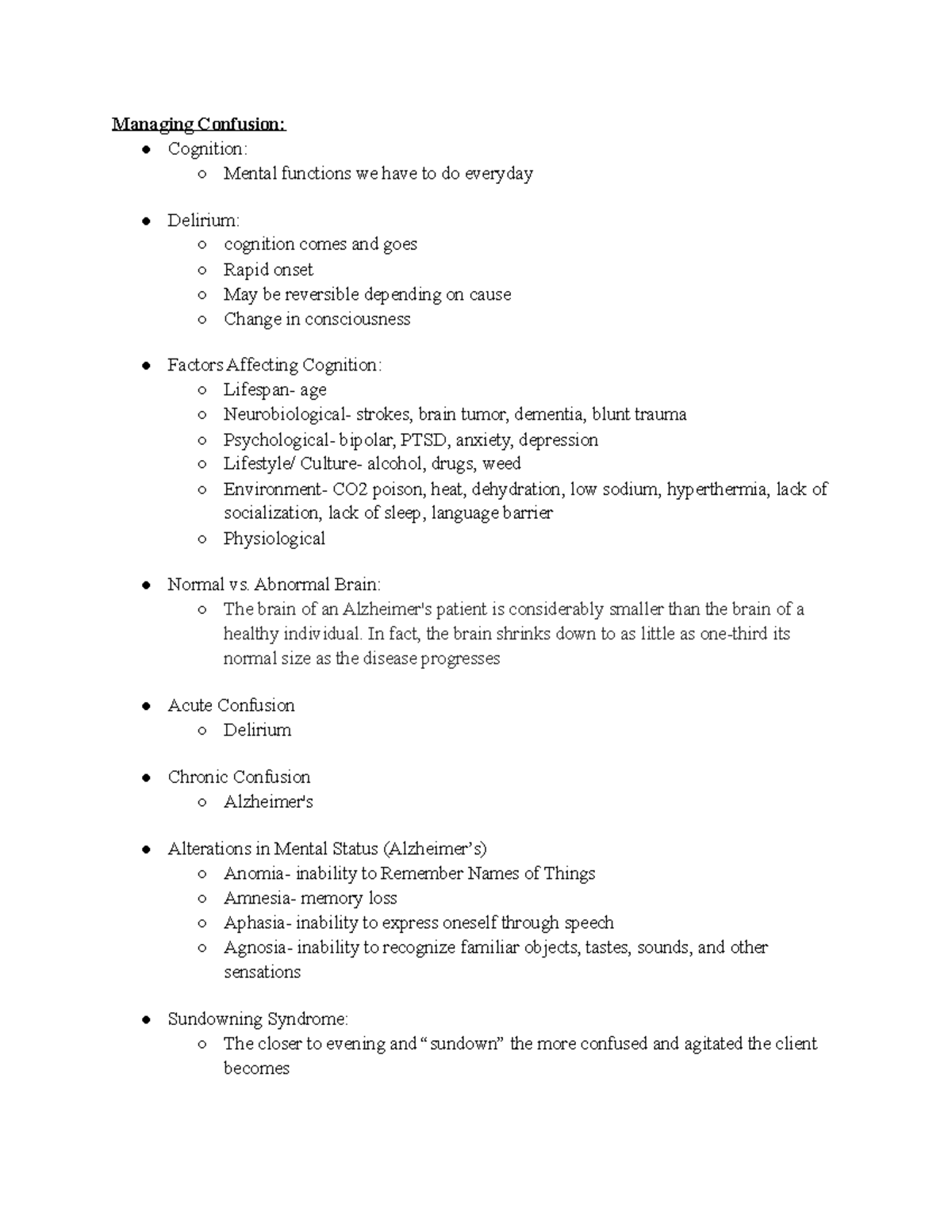 Managing Confusion - Managing Confusion: Cognition: Mental functions we ...