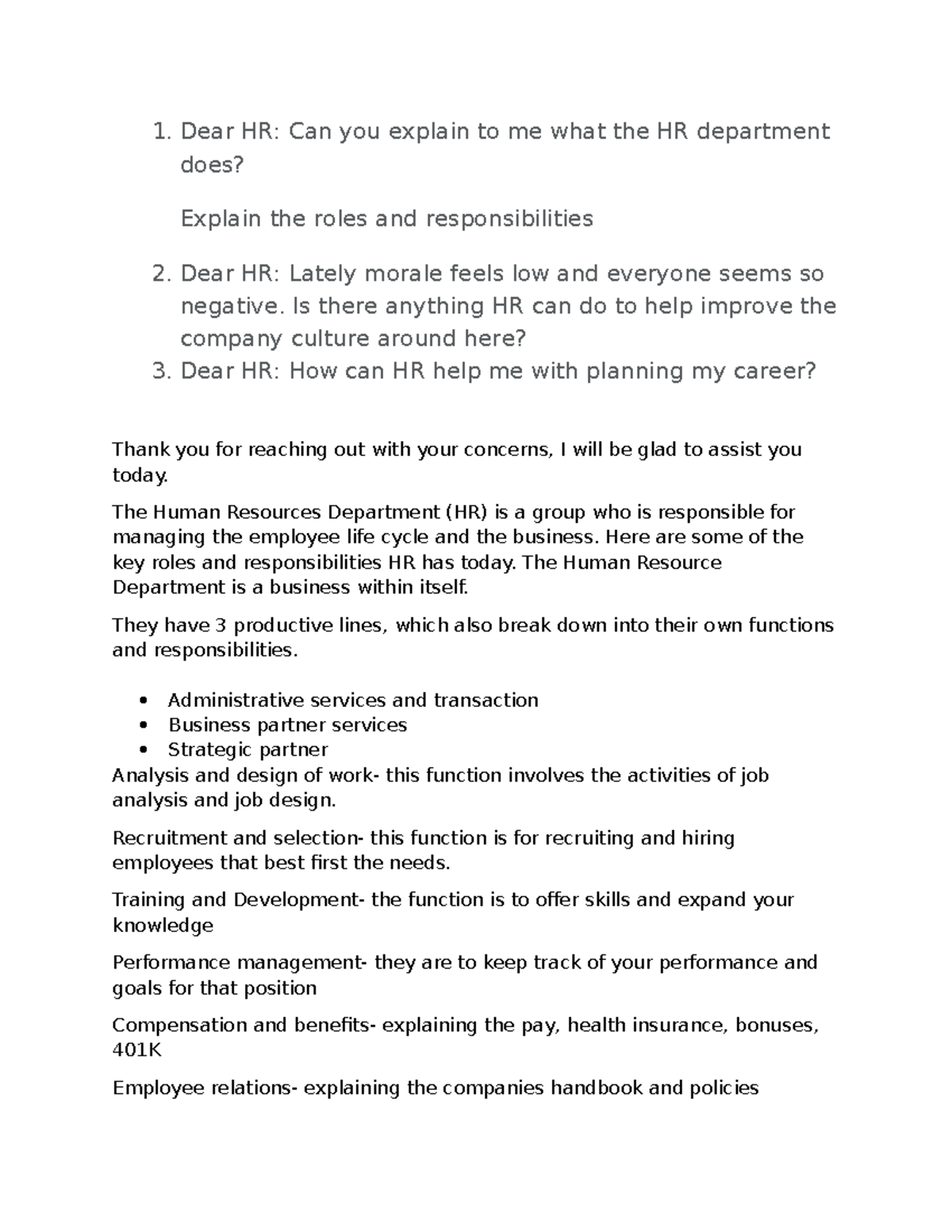 HR BOX - HR Inbox - 1. Dear HR: Can you explain to me what the HR ...