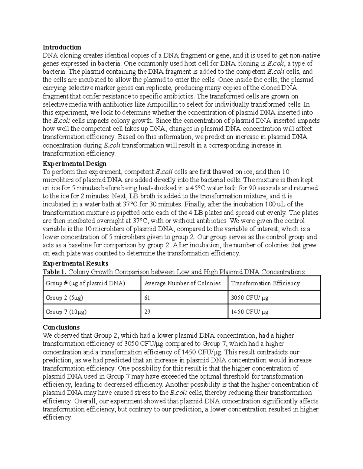ASA4 - Lab assessment - Introduction DNA cloning creates identical ...