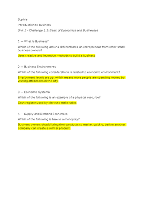 Introduction to business Unit 4 – Milestone 4 - She used online access ...