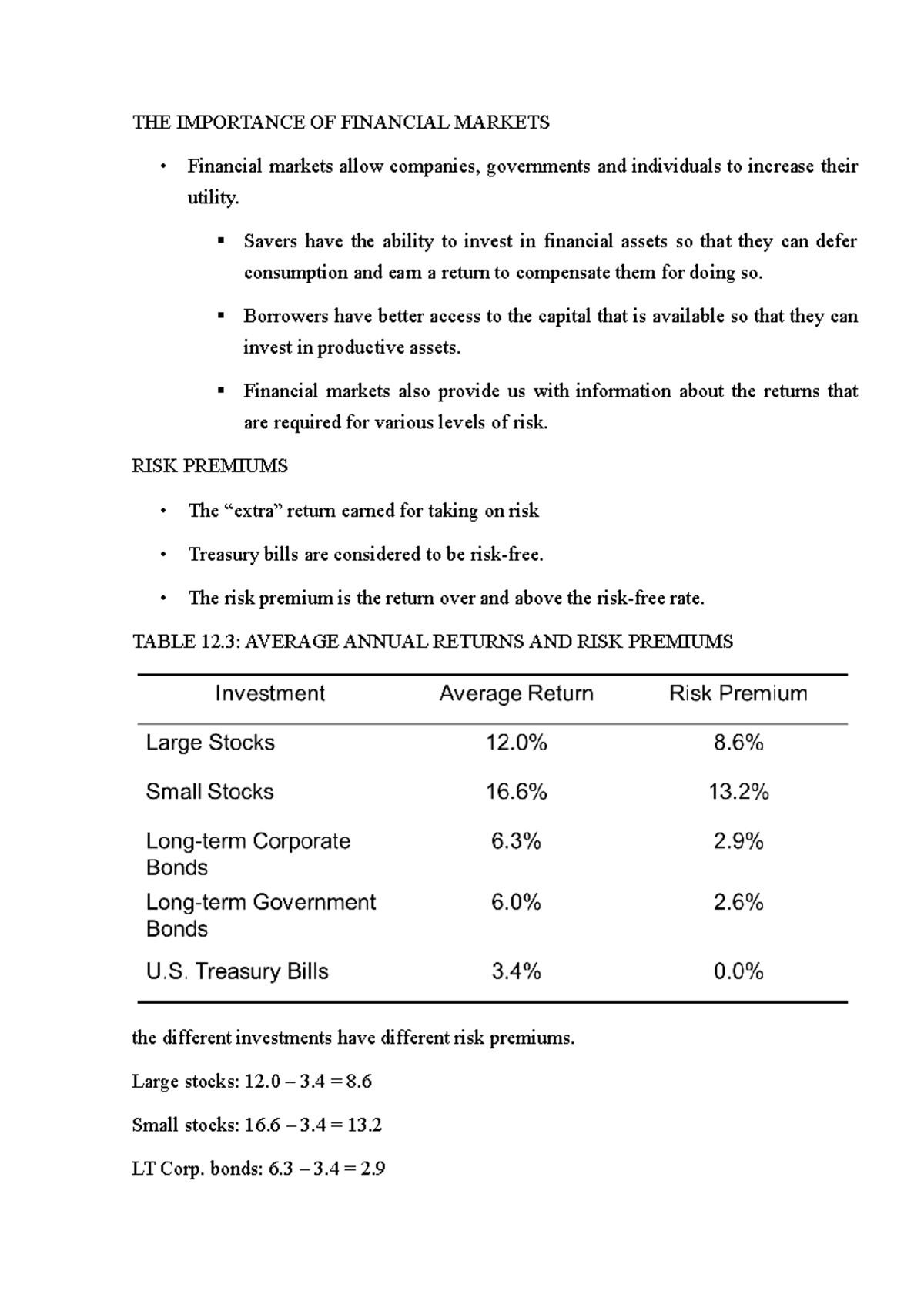 Capital Market History 2 - THE IMPORTANCE OF FINANCIAL MARKETS ...