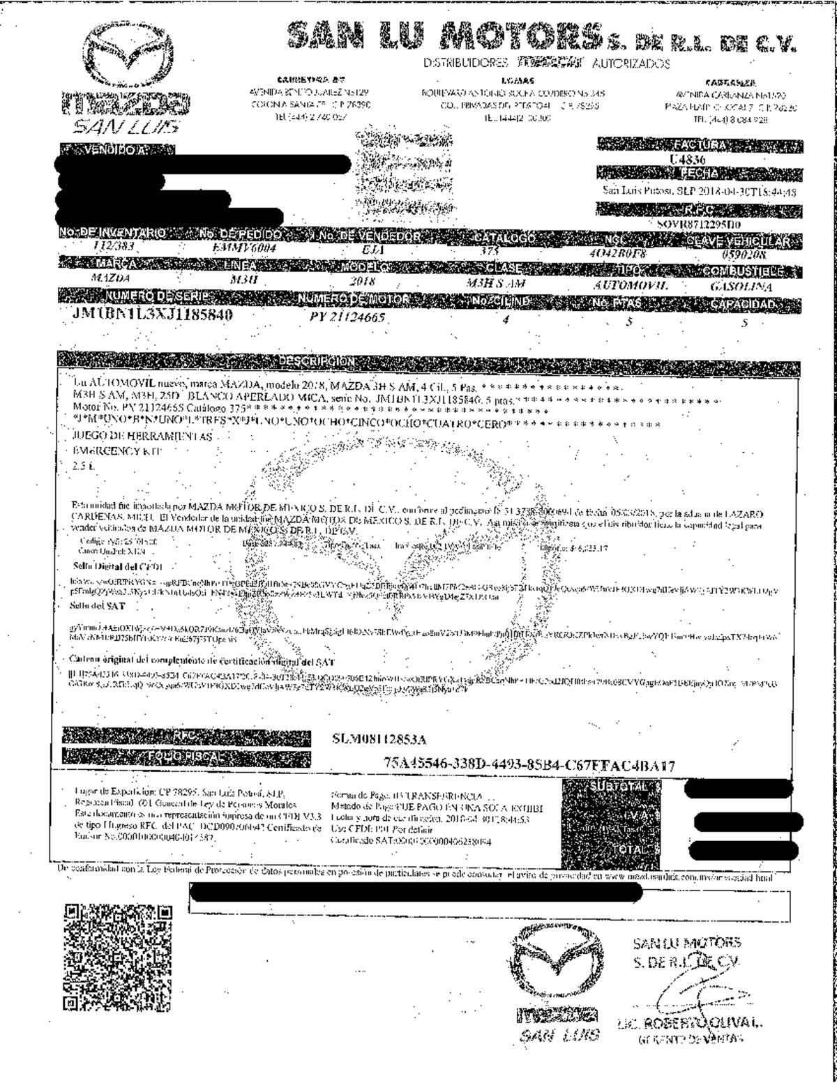 San lu motors 2018 - facturas de origen - Modelado y animación 3D - Studocu