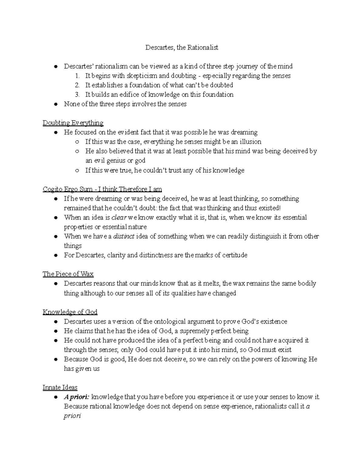 Descartes - CDSLKSDJ;KJSDLK - Descartes, the Rationalist Descartes ...