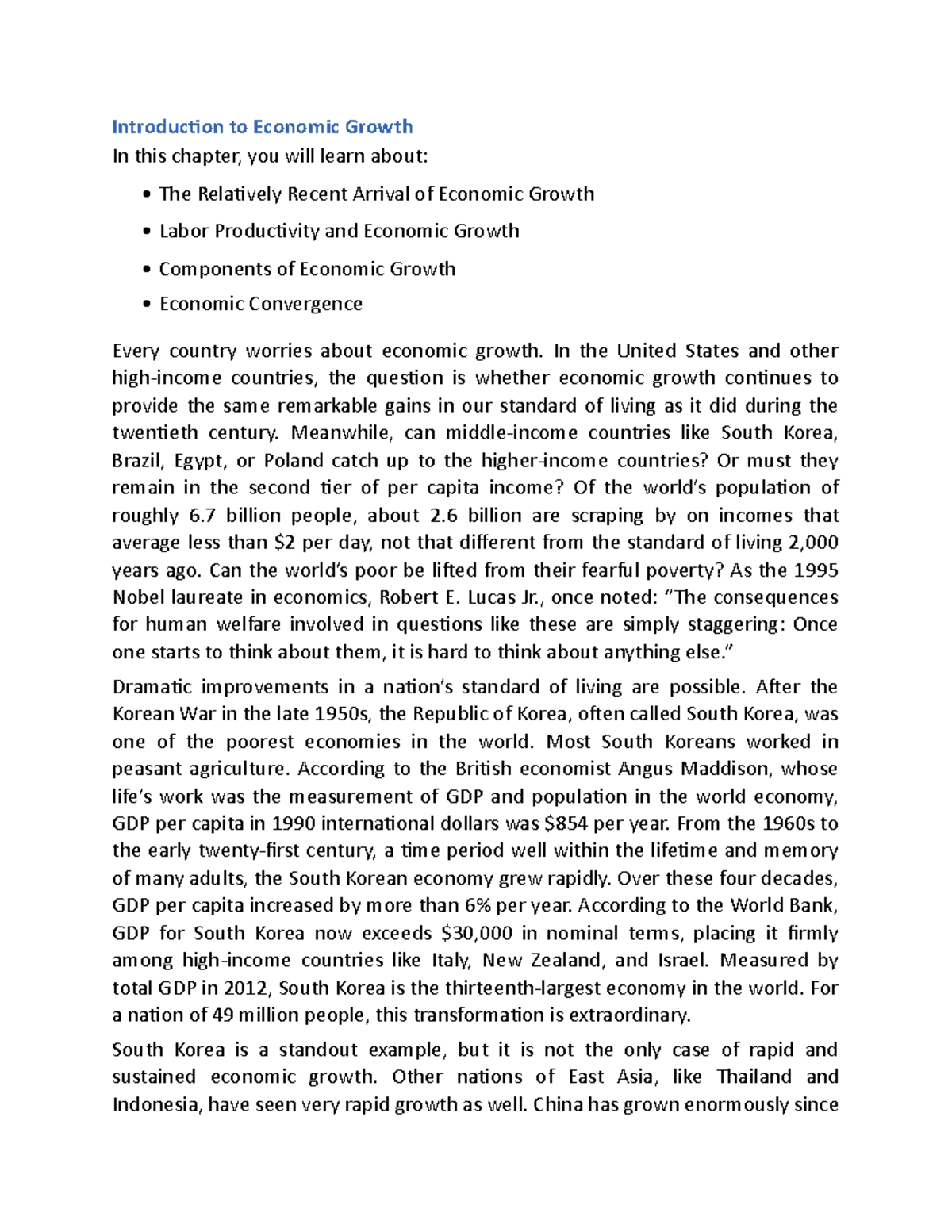 Introduction to Economic Growth - In the United States and other high ...