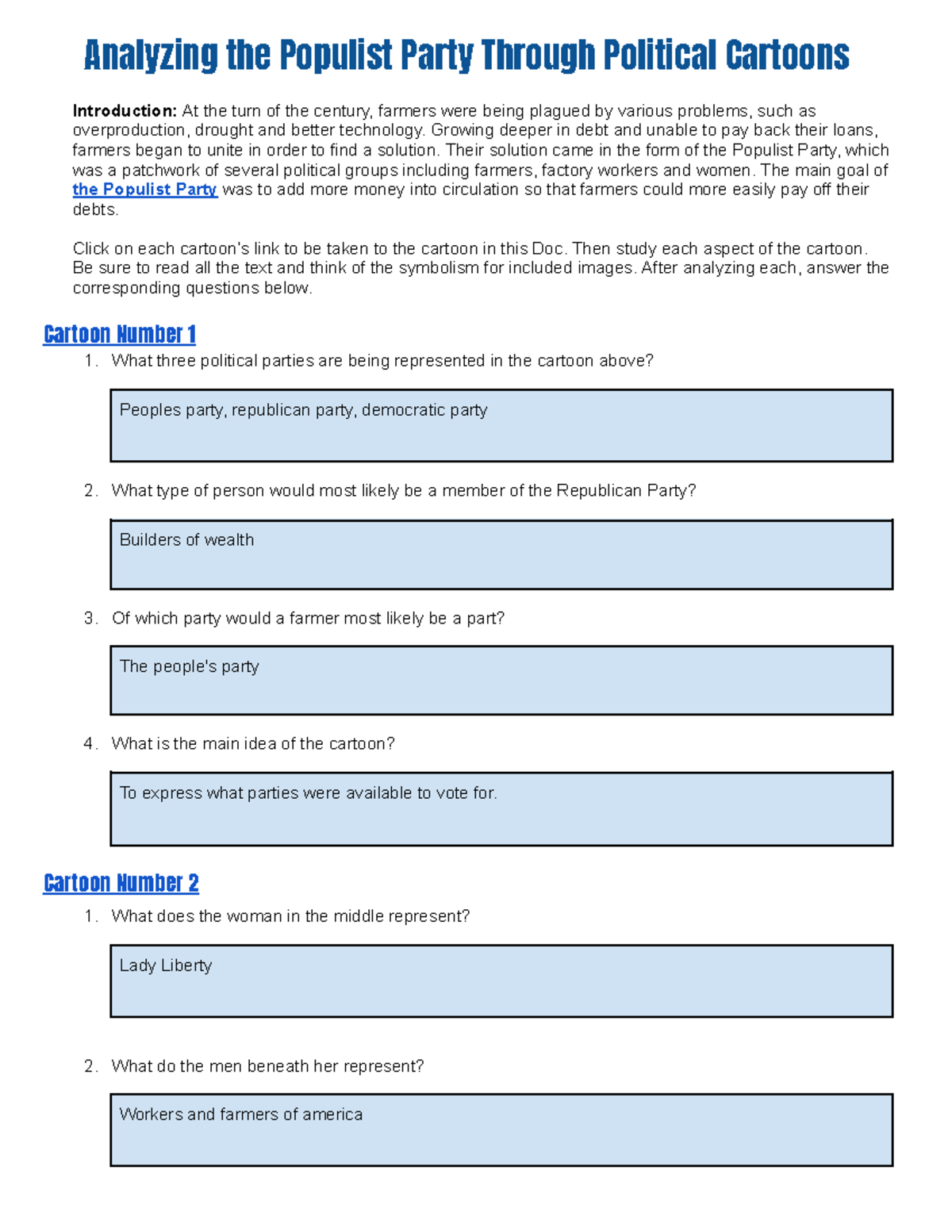 Cayden King - Analyzing Populist Cartoons - Analyzing the Populist ...