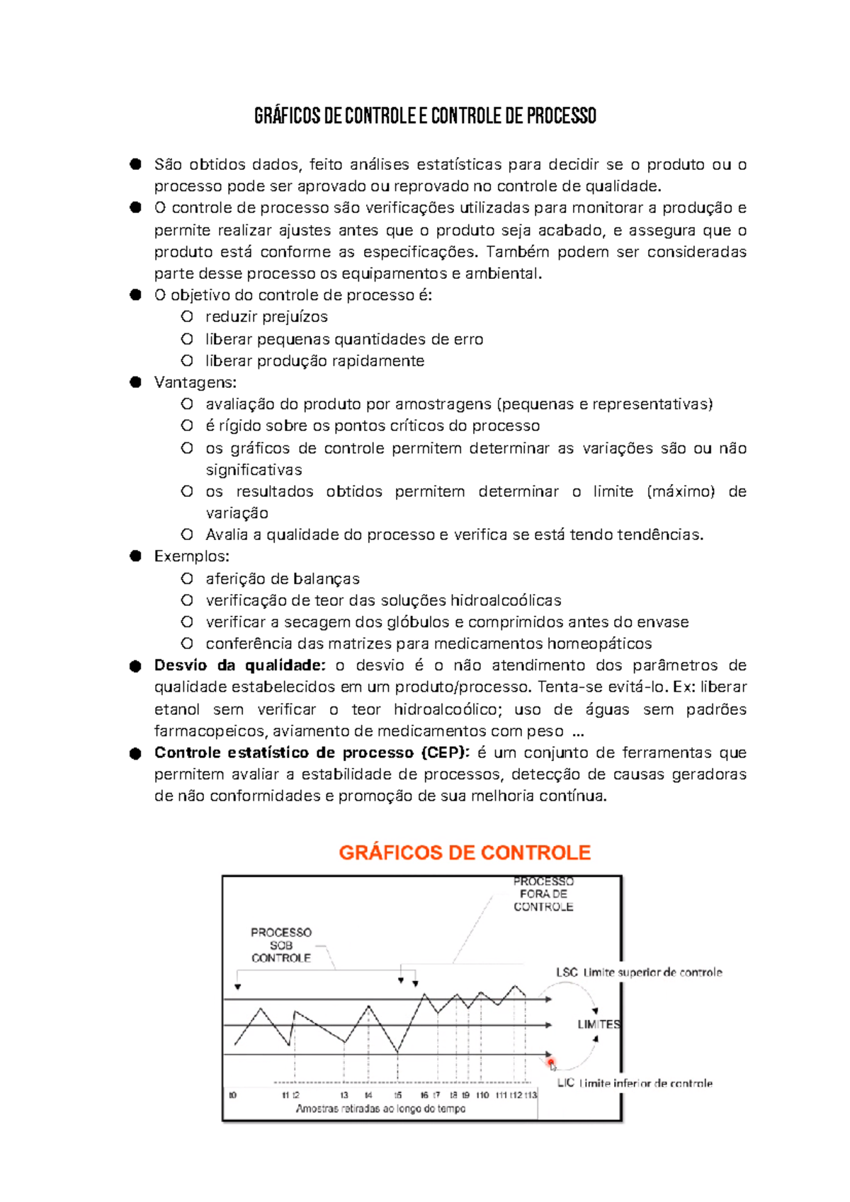 Gráficos de controle e controle de processo - O controle de processo ...