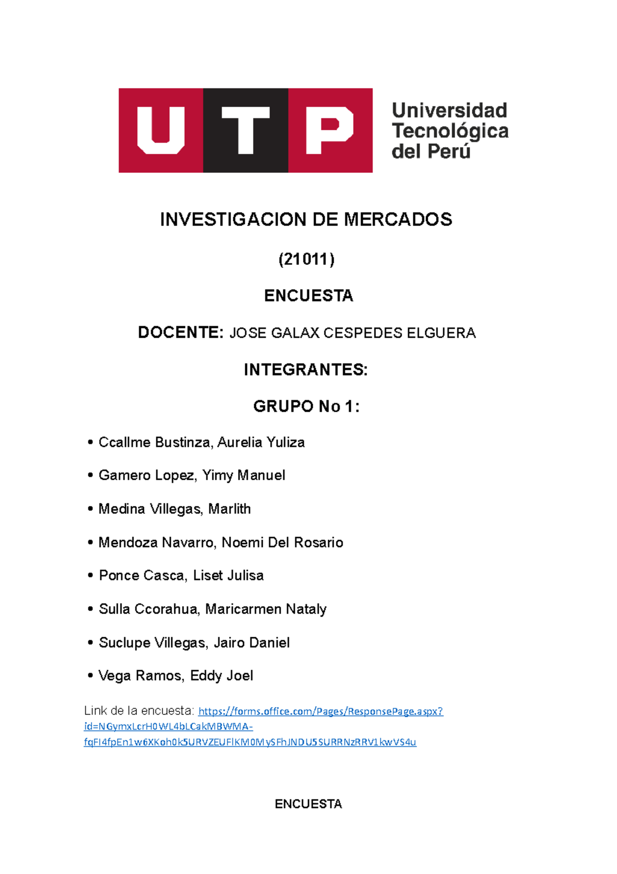 Encuesta Inv. mercado - assssssssssssss - INVESTIGACION DE MERCADOS ...