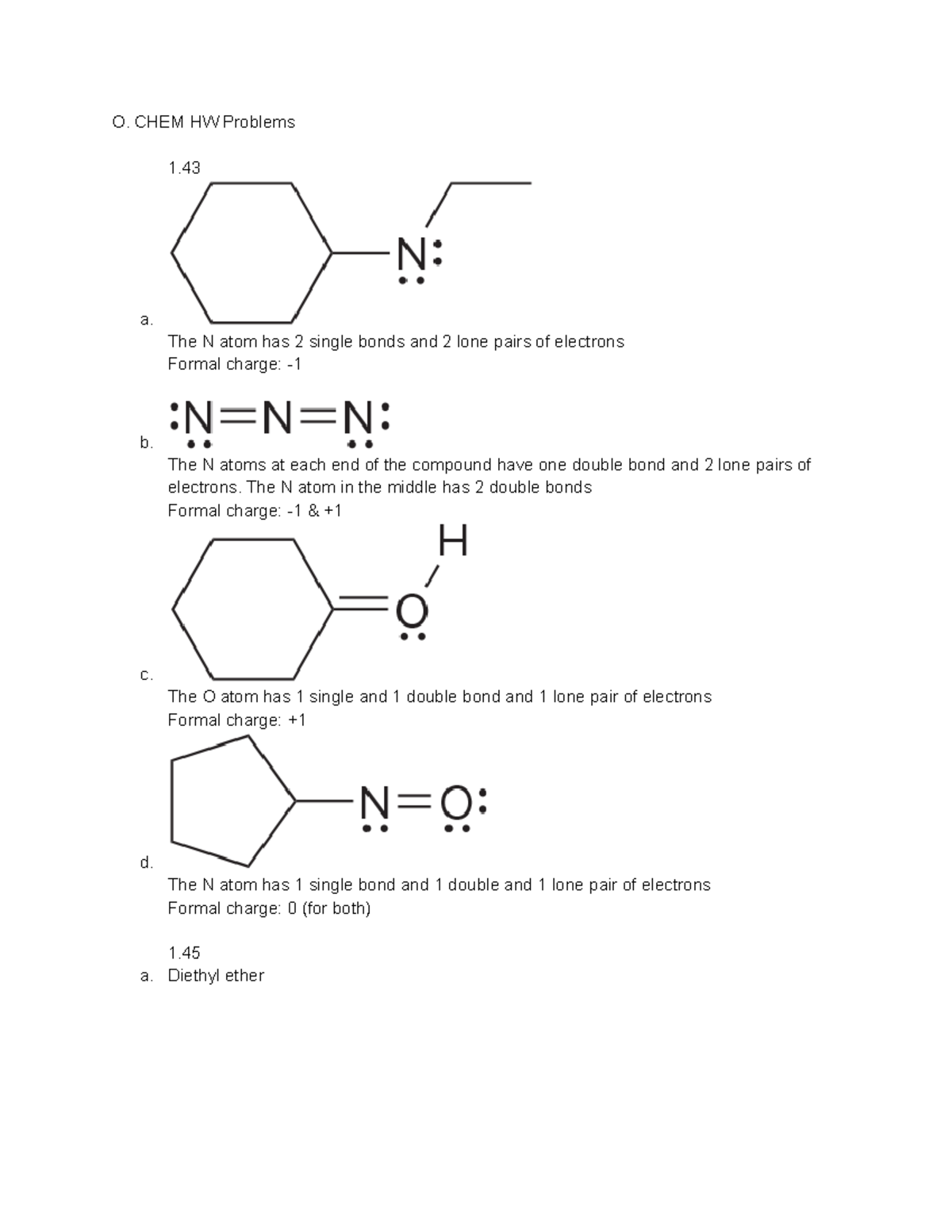 O. CHEM HW - Textbook homework problems - O. CHEM HW Problems a. The N ...