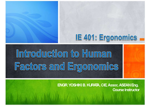 Ergo-2 - Ergonomics paper - IE 010: Ergonomics 2: Work Design 1 st Semester, A. 2023- 1. - Studocu