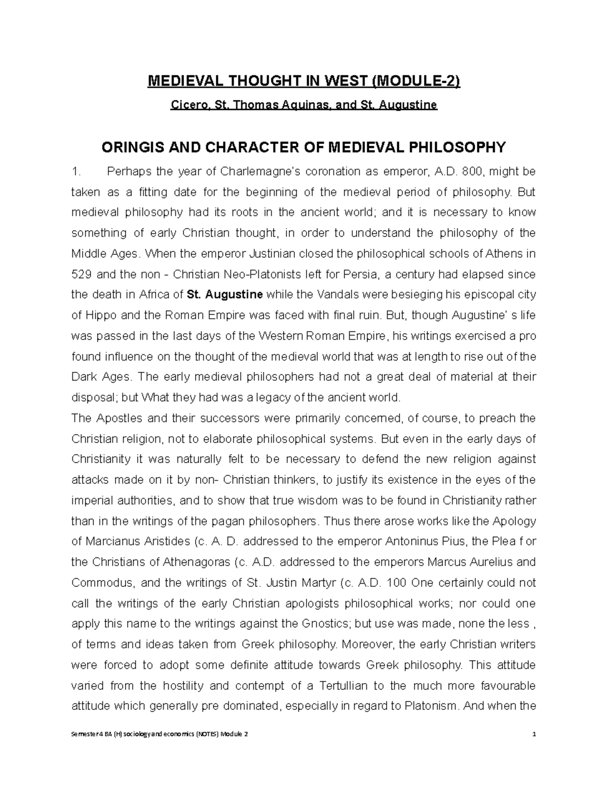 Polsci pdf 2 - ancient thought in west - MEDIEVAL THOUGHT IN WEST ...